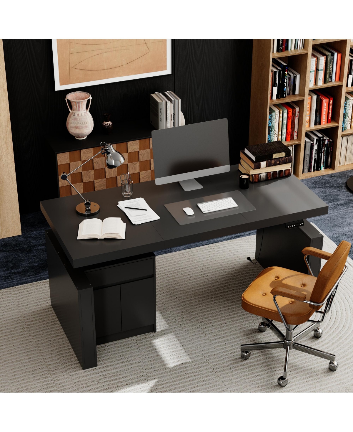 Click here for Homsee Electric Standing Desk with Storage Cabinet... prices