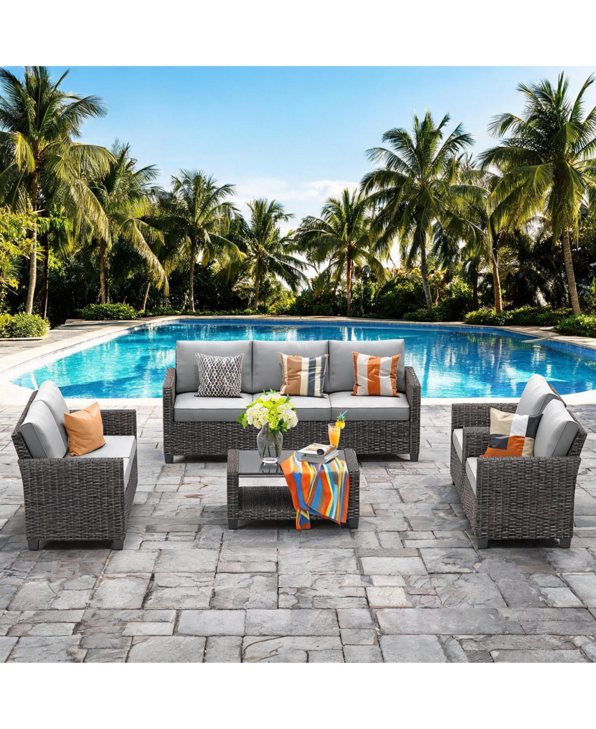 Click here for GarveeLife 7 Seat Outdoor Patio Furniture Set  Gre... prices