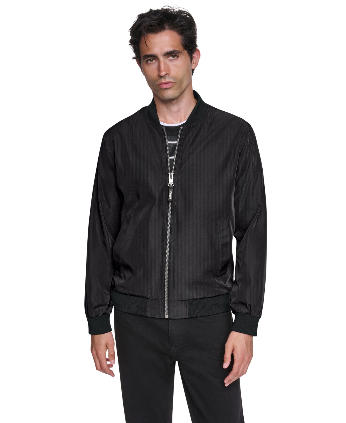 Click here for Dkny Mens Twill Bomber Jacket - Black prices
