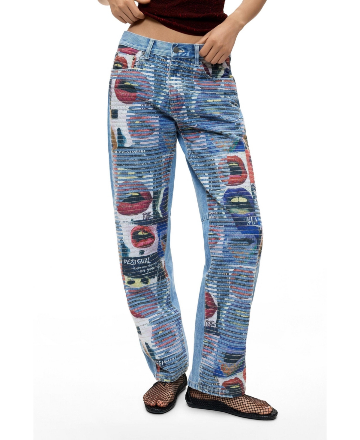 Click here for Desigual Womens Printed Denim Pants 100 Cotton - M... prices