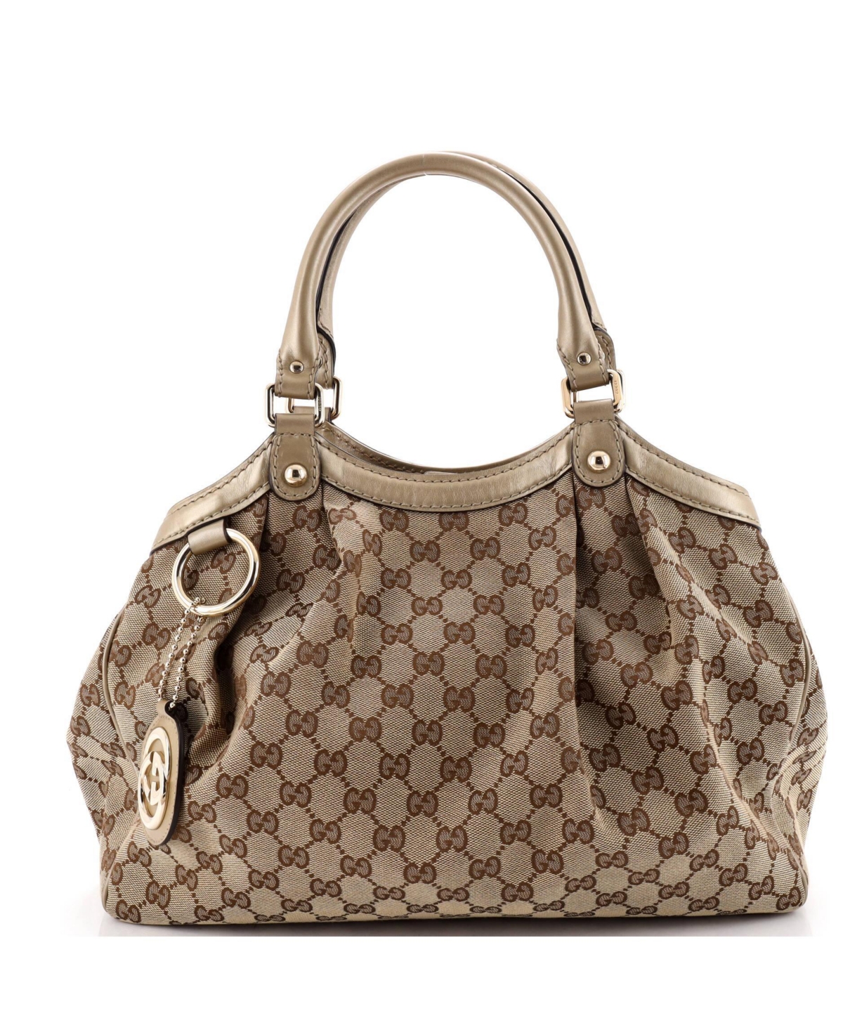 Click here for Pre-Owned Gucci Medium Sukey Tote Gg Canvas with L... prices