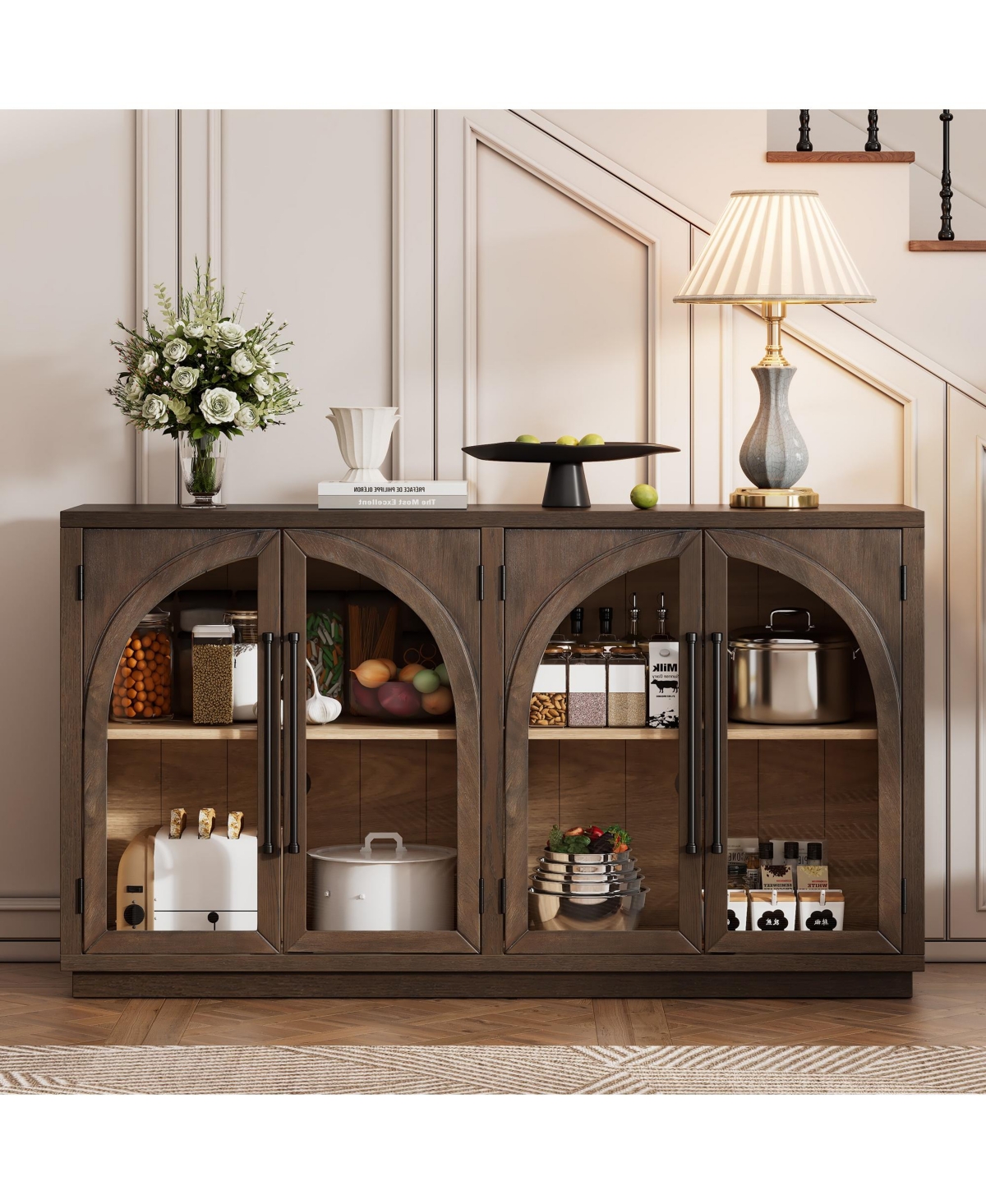 Click here for sumyeg 4-Door Large Storage Cabinet with Glass Doo... prices