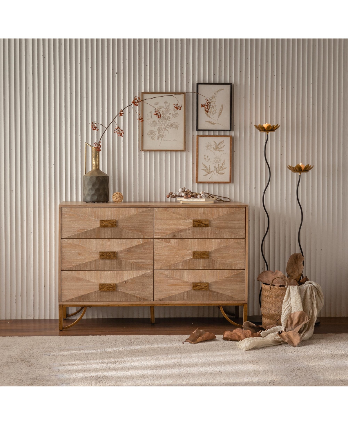 Click here for Clihome 47.24 Light Wood 6-Drawer Dresser Chest of... prices