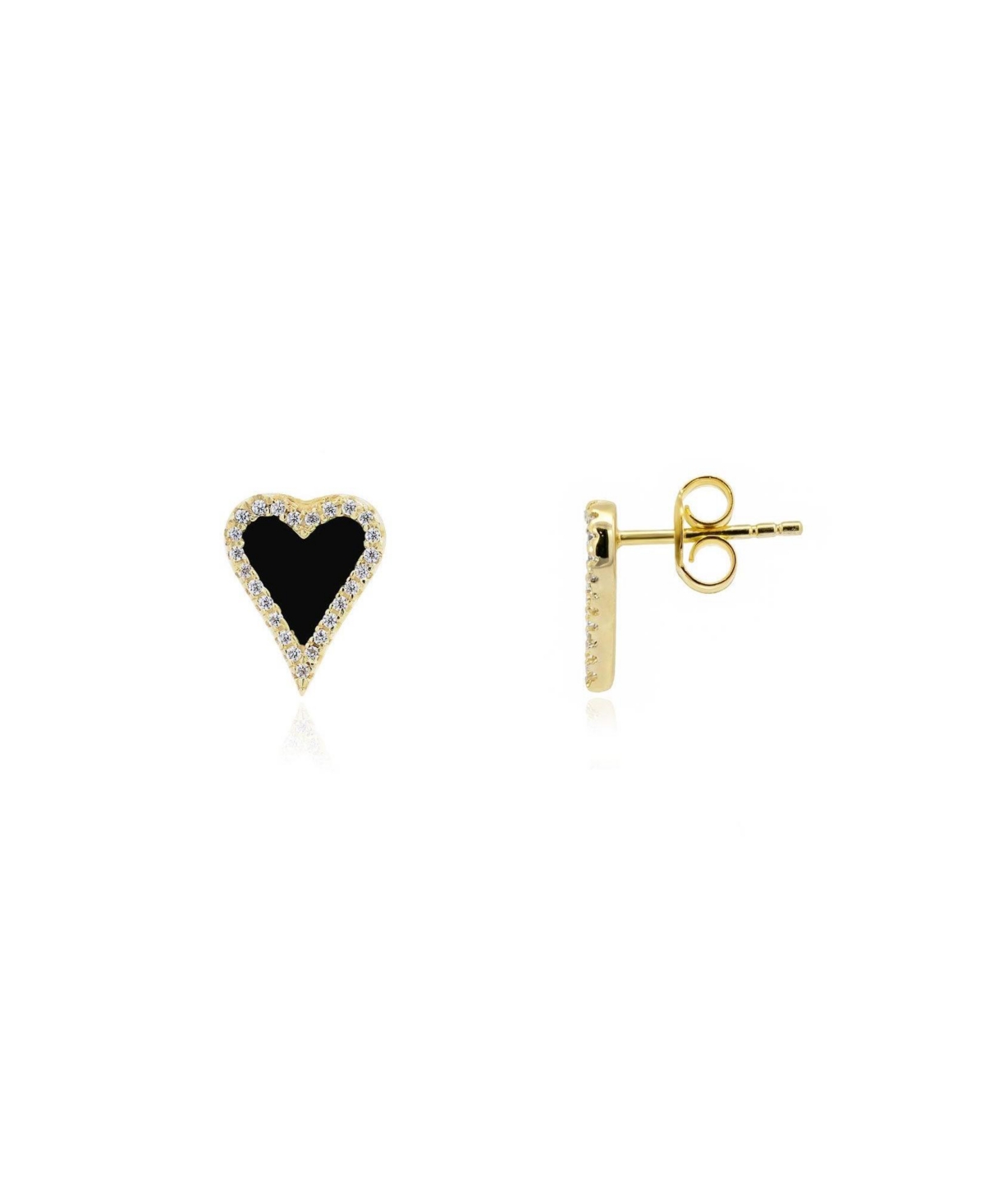 Click here for The Lovery Mini Onyx Cz Halo Heart Stud Earrings 1... prices