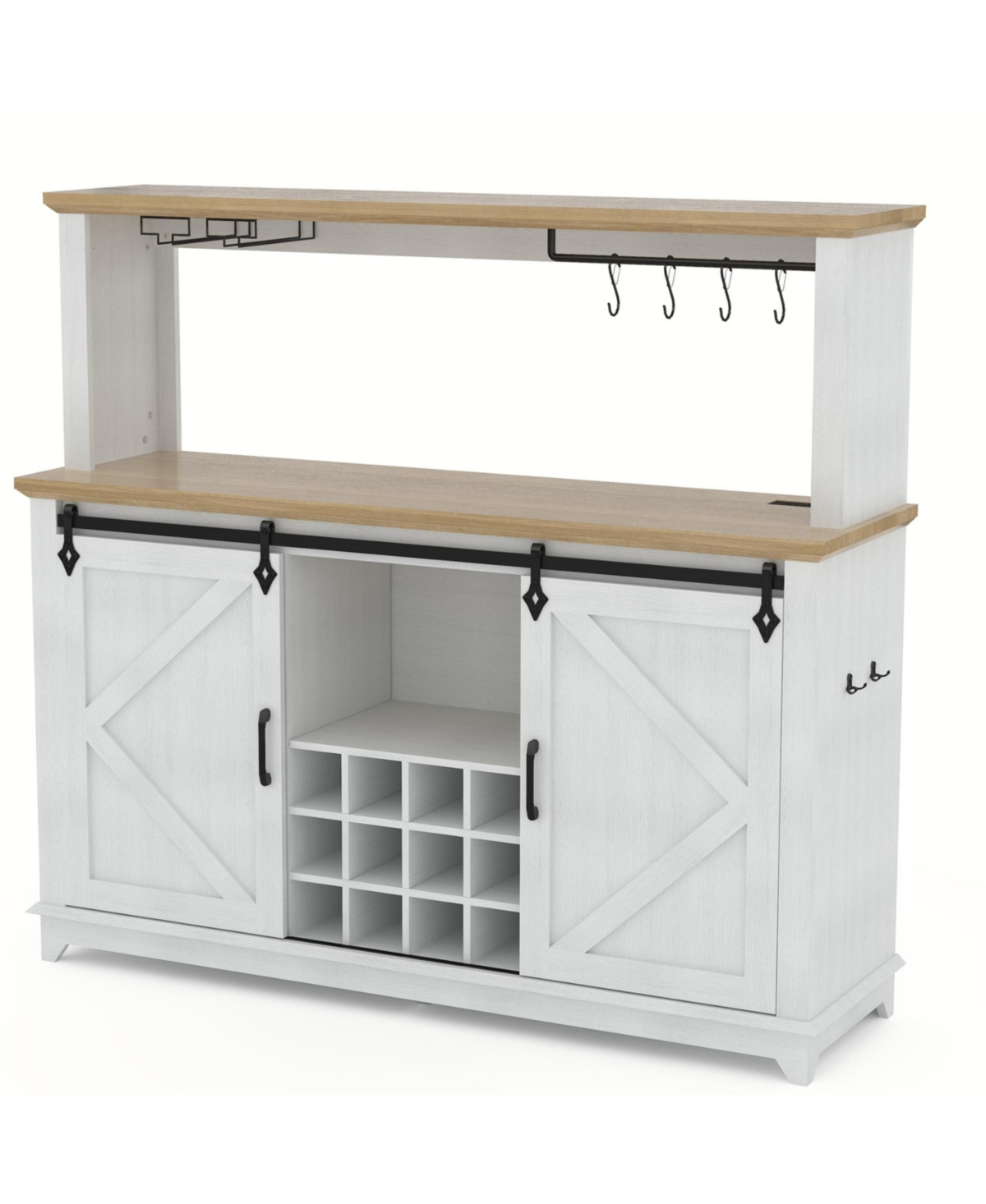 Click here for homfan 55 Inch 2-Tier Farmhouse Coffee Bar Cabinet... prices