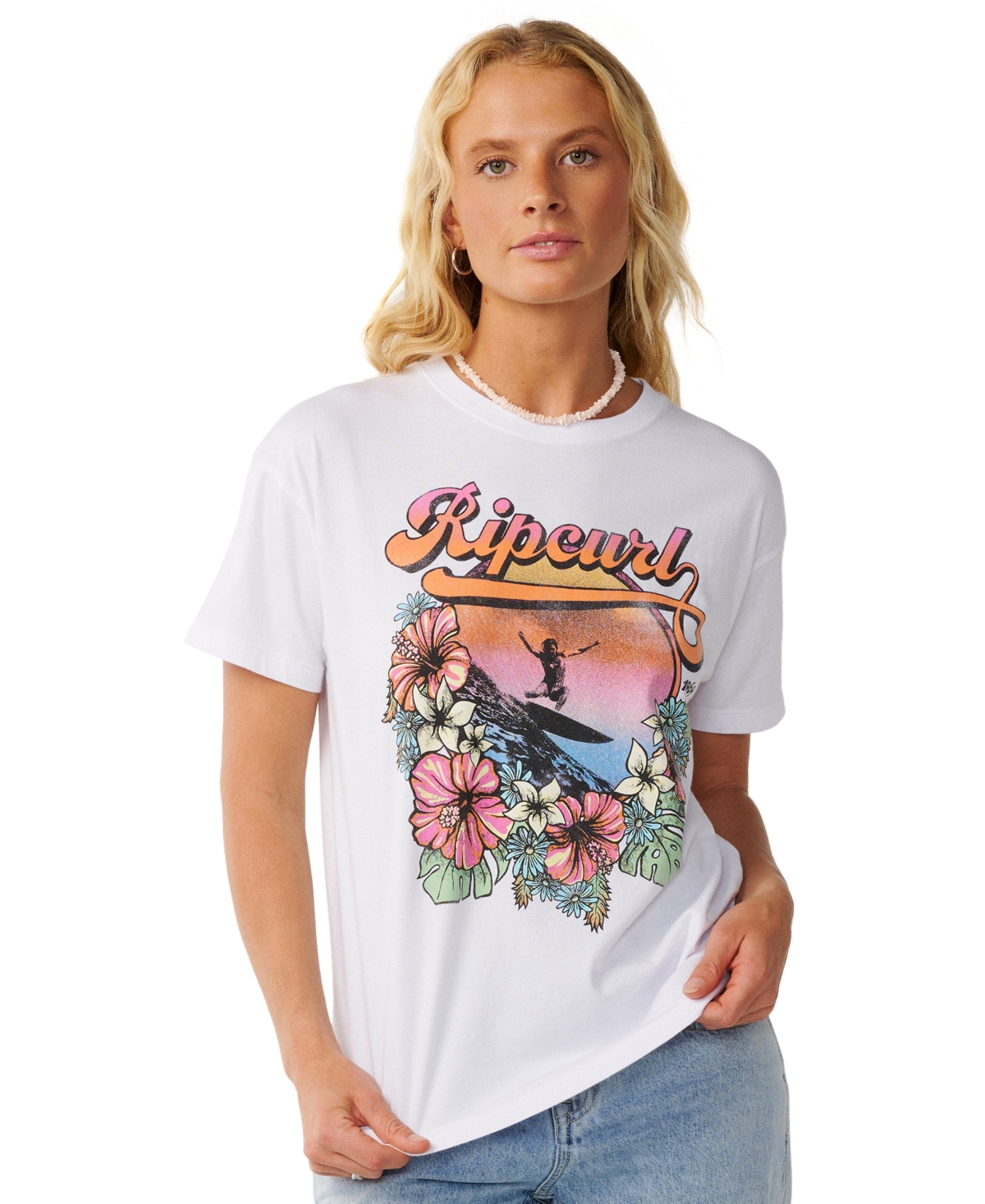 Click here for Rip Curl Womens Wave Relaxed Crewneck T-Shirt - Wh... prices