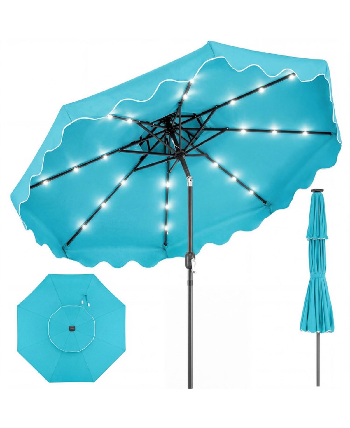 Click here for Sugift 9 Feet Solar Led Patio Umbrella with Push B... prices