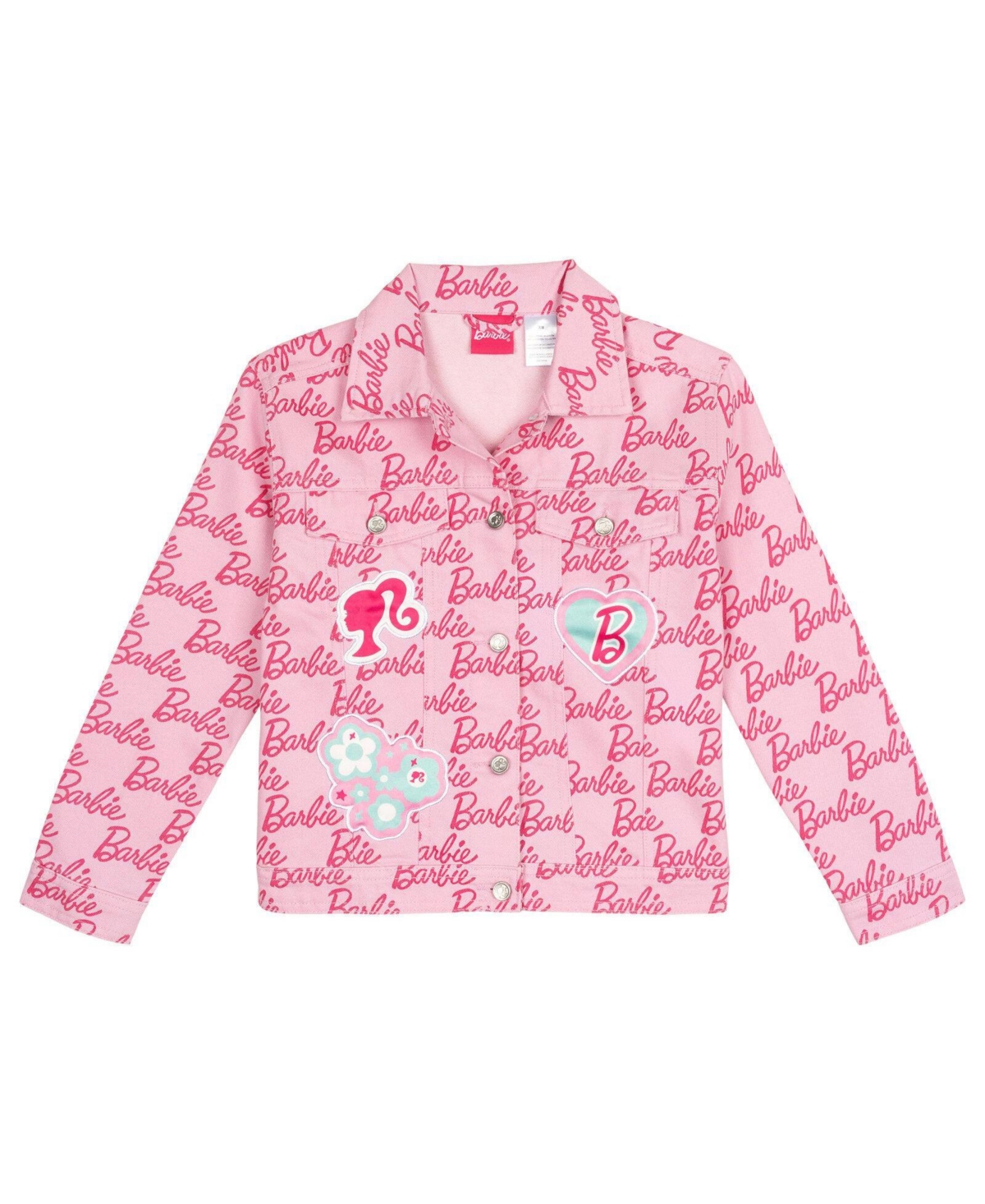 Click here for Barbie Little Girls Denim Jacket - Patterned pink prices