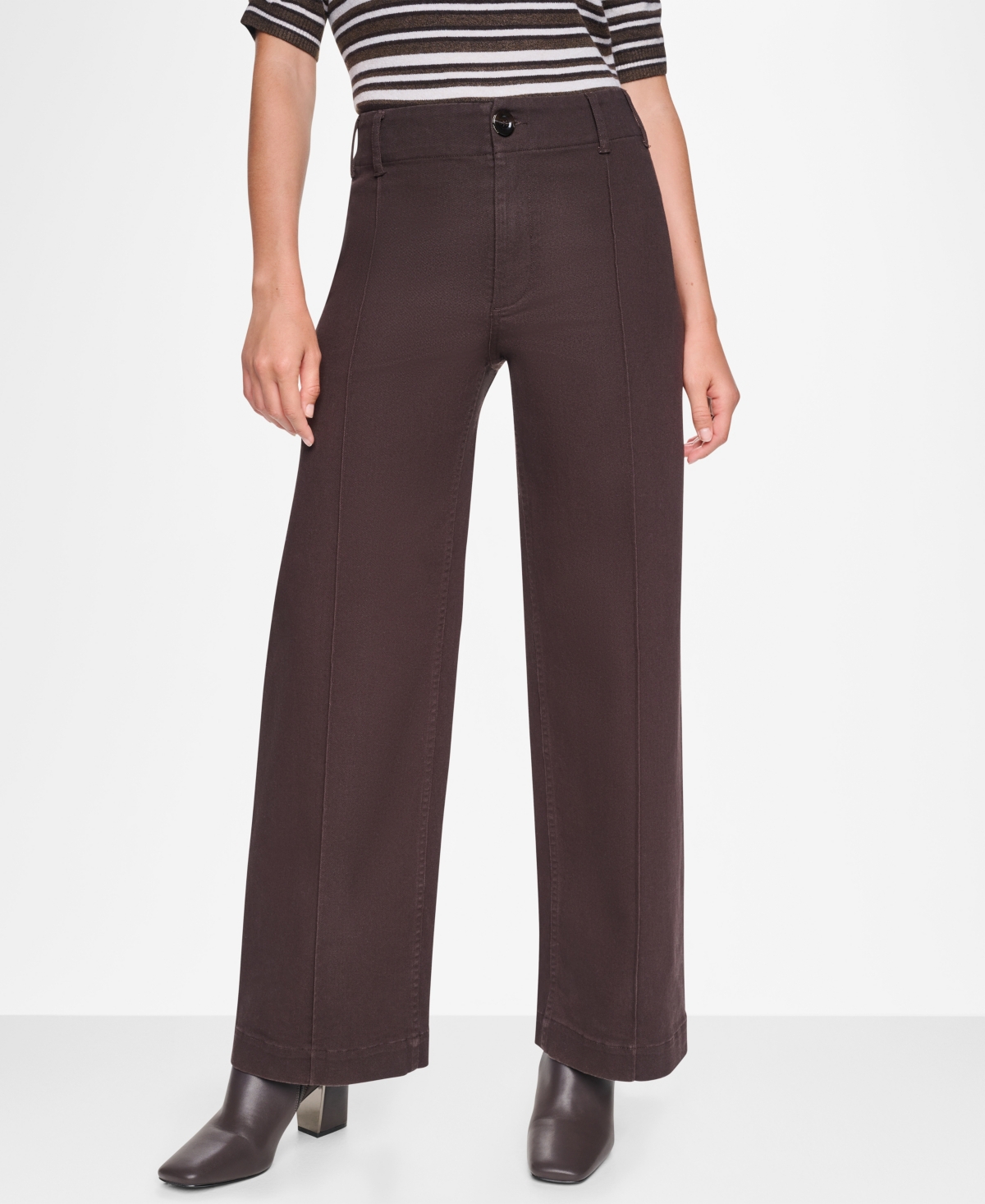 Click here for Dkny Jeans Womens High-Rise Pin Tuck Wide Leg Jean... prices