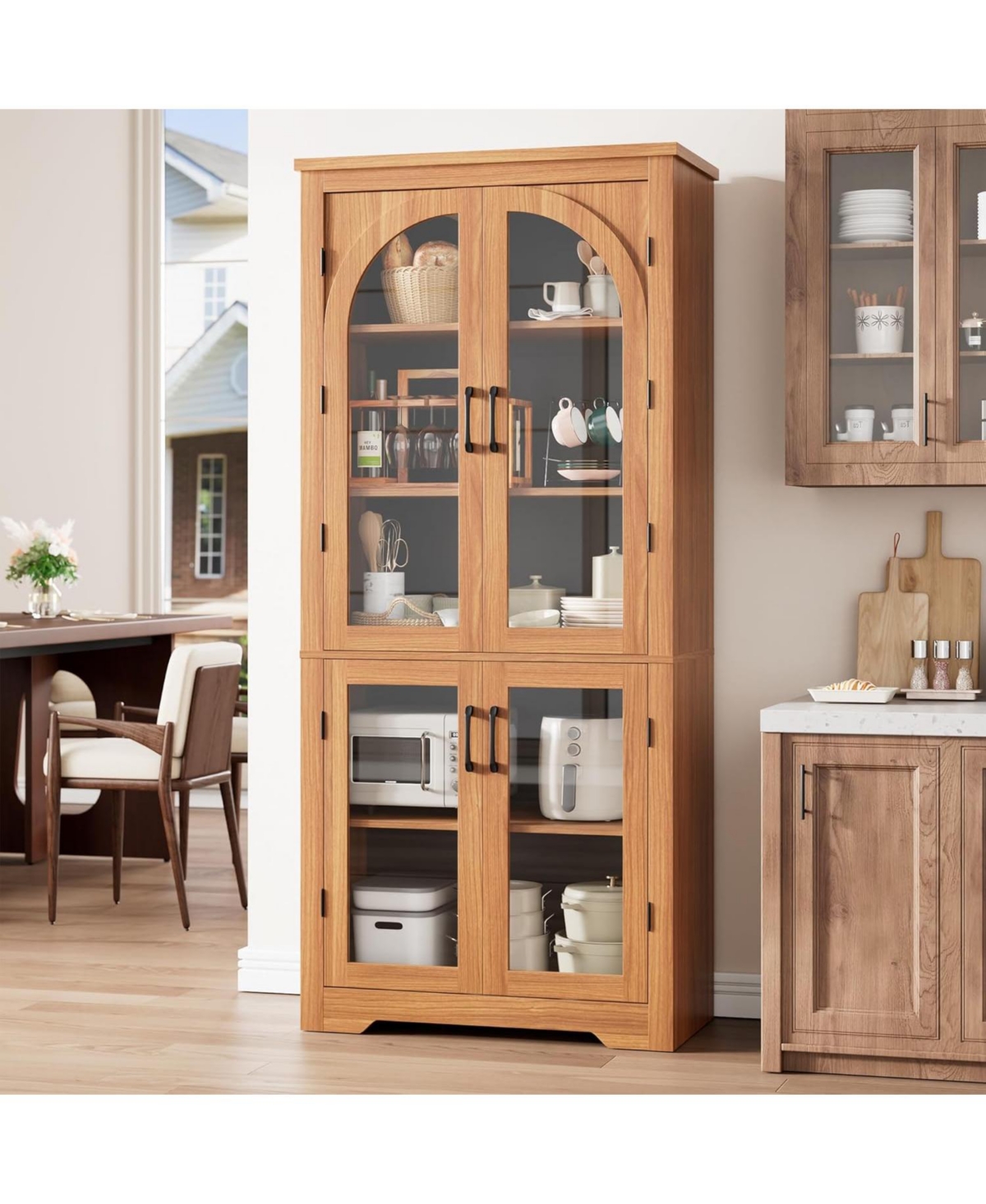 Click here for 70 Tall Arch Glass Pantry Cabinet  4-Door Display... prices