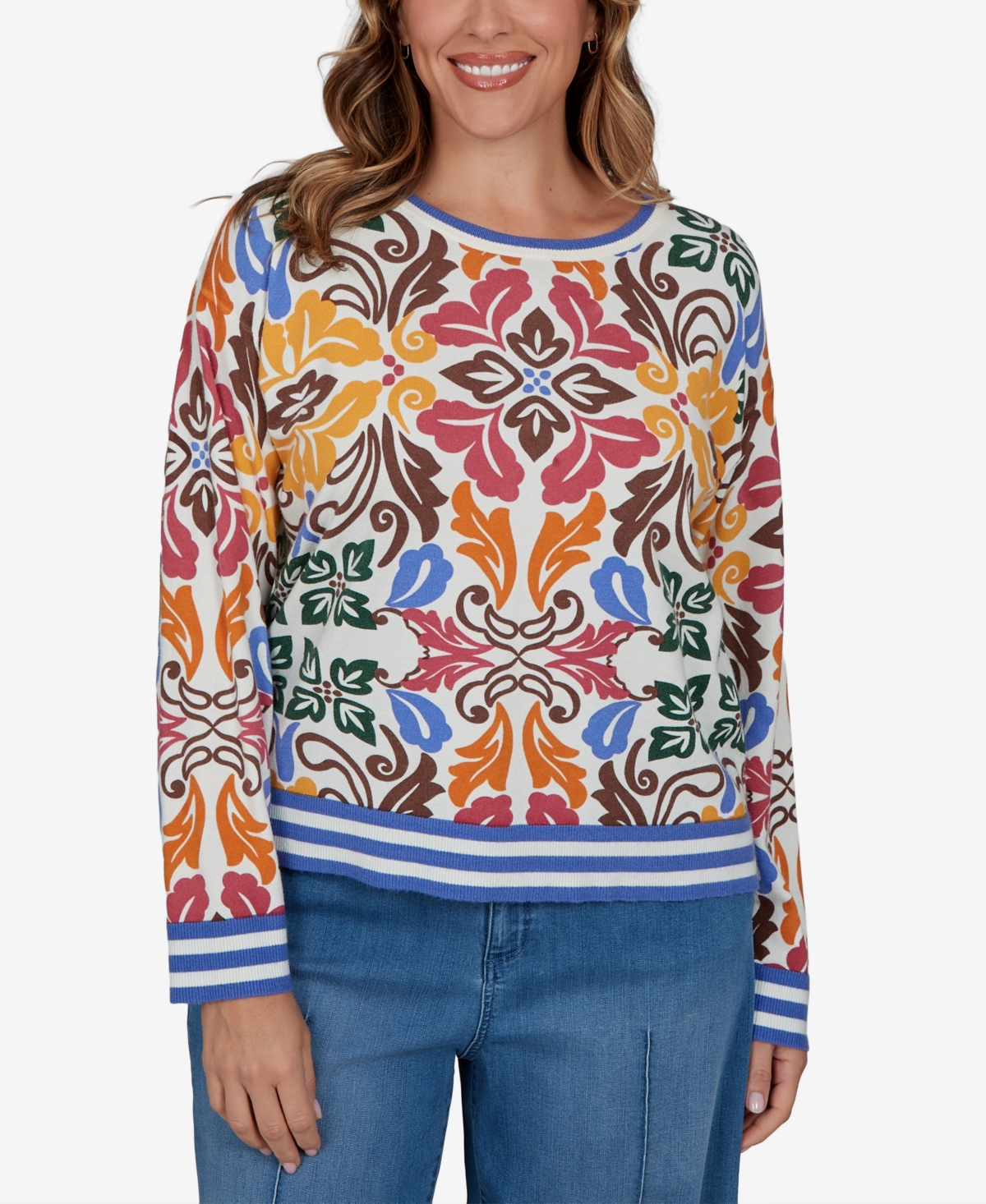 Click here for Ruby Rd. Plus Size Tipped Floral Lightweight Sweat... prices