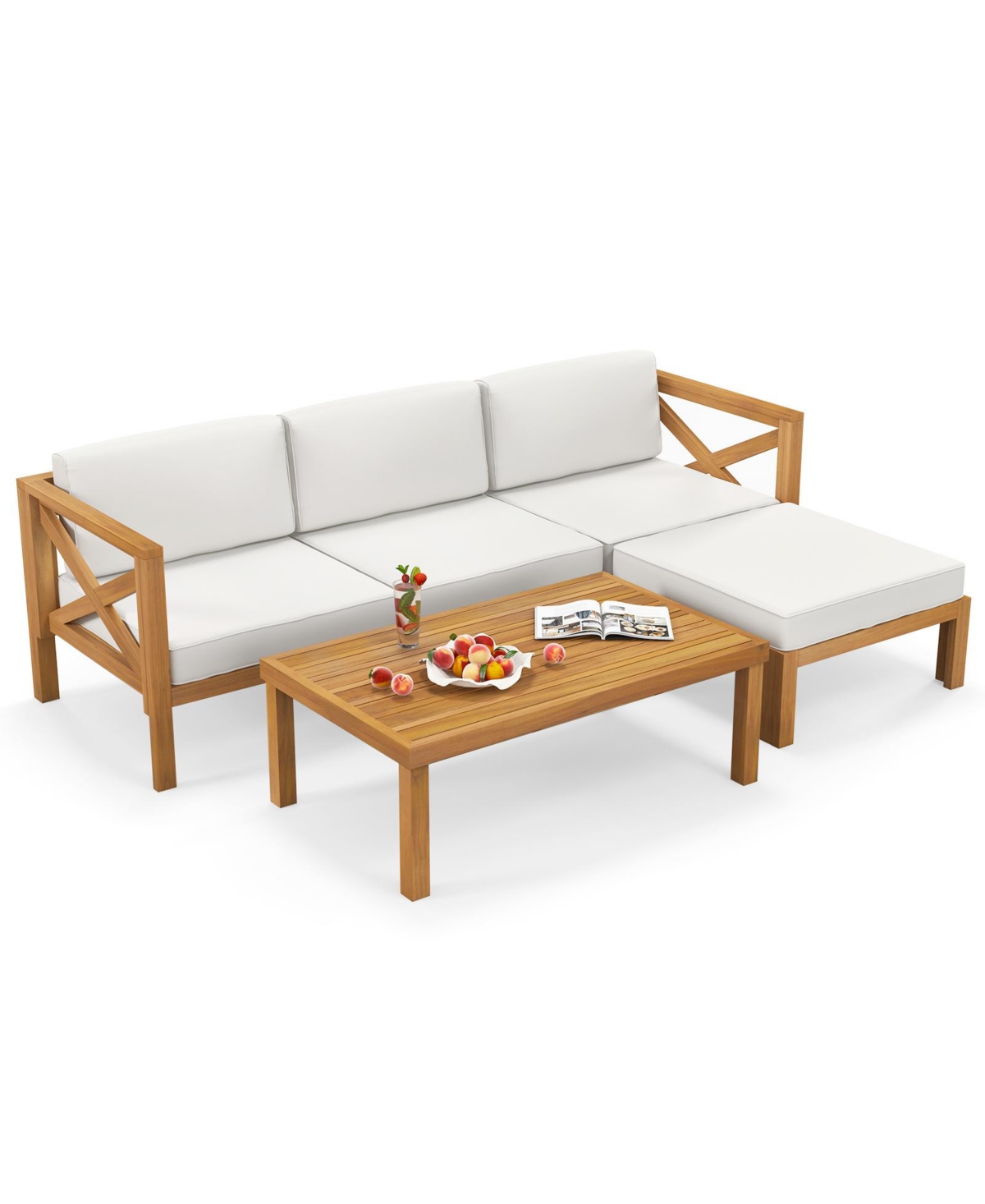 Click here for Sugift 5-Piece Acacia Wood Outdoor Conversation Se... prices