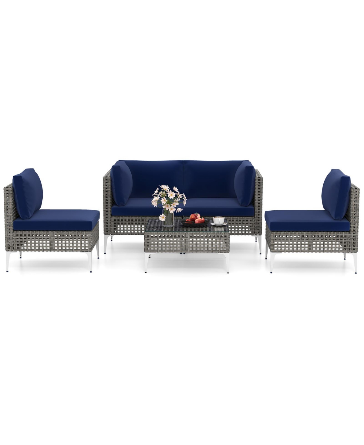 Click here for Sugift 5-Piece Pe Rattan Outdoor Sectional with Gl... prices