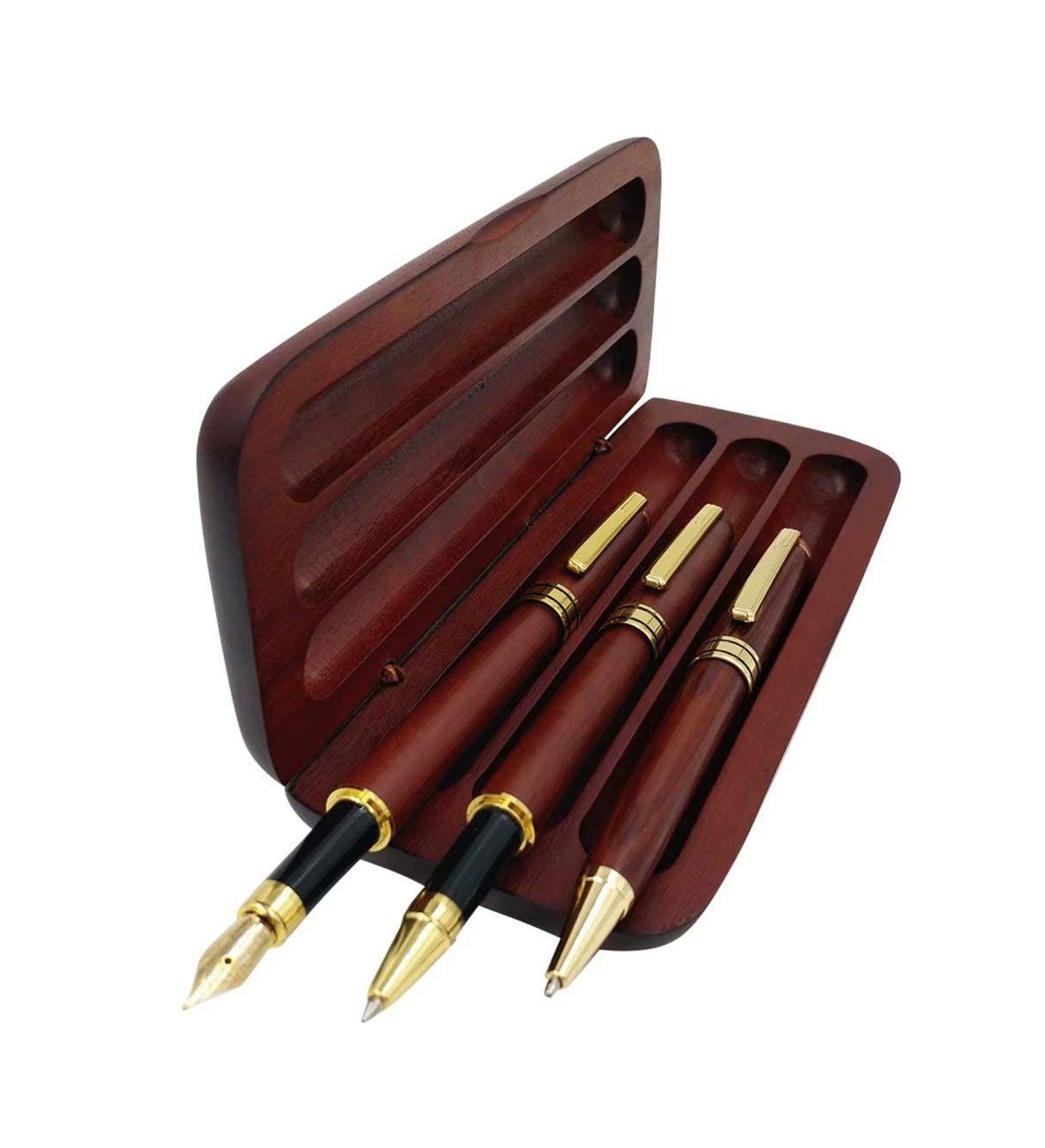 Click here for Danrong 3 Rosewood Handcrafted Pen Set With Gift C... prices