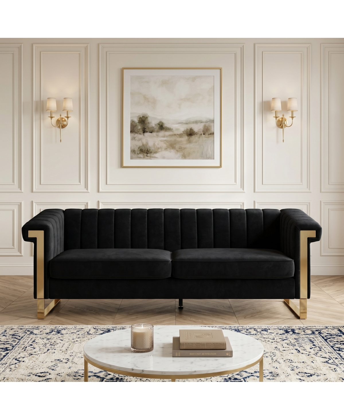 Click here for Streamdale Furniture Luxurious Velvet Sofa with Hi... prices