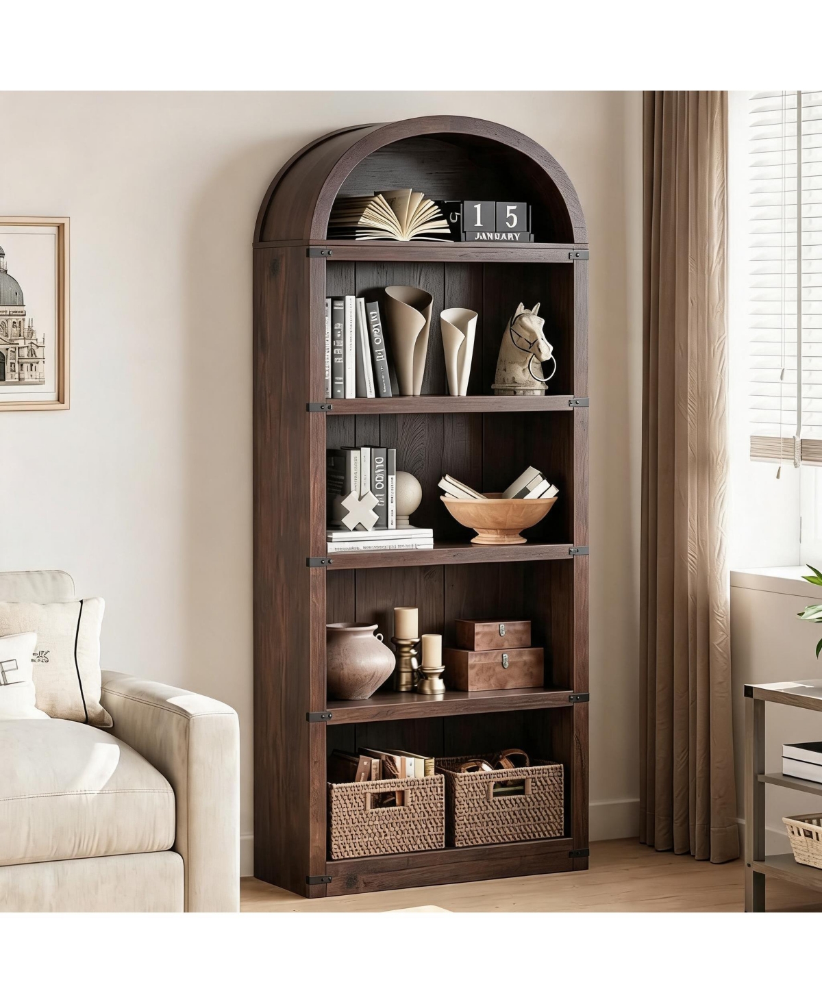 Click here for homfan 5-Shelf Wooden Bookcase Cabinet with Doors... prices