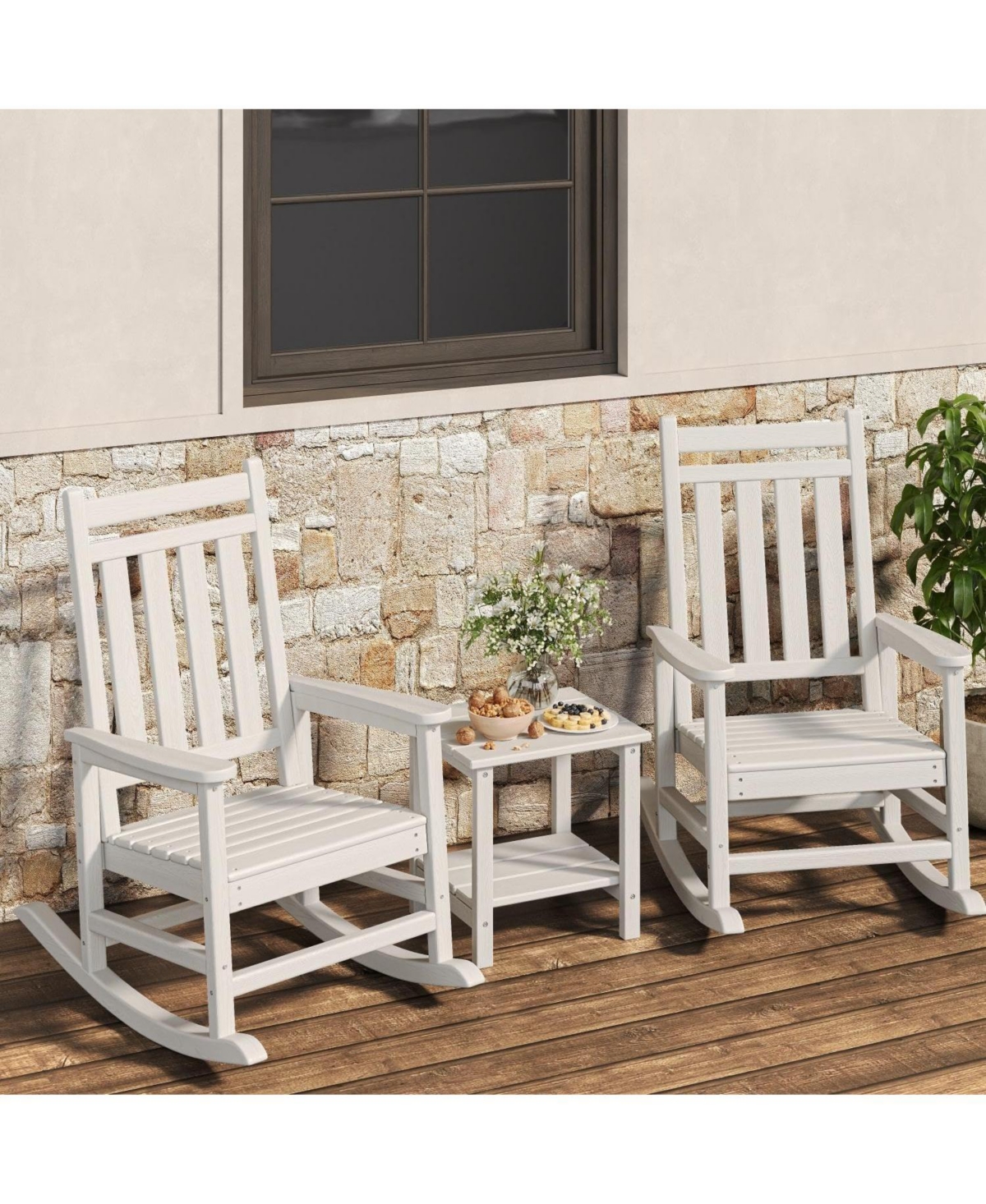 Click here for GarveeLife Set of 3 Outdoor Poly Rocking Chairs  H... prices