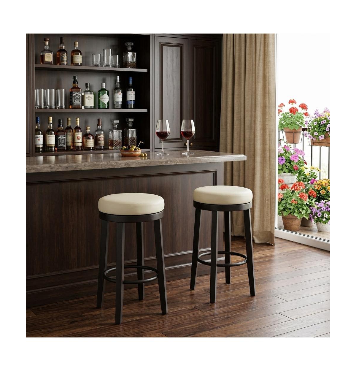 Click here for HomeRoots Set of Two 30 Faux Leather and Solid Woo... prices
