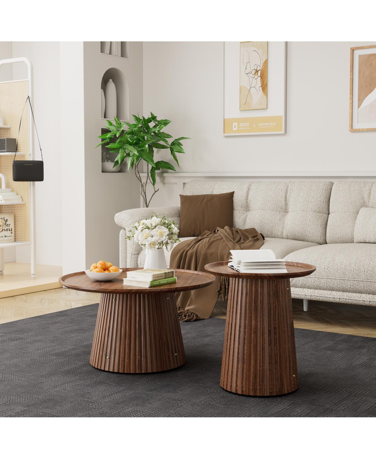 Click here for Streamdale Furniture Set of 2 Round Wooden Coffee... prices