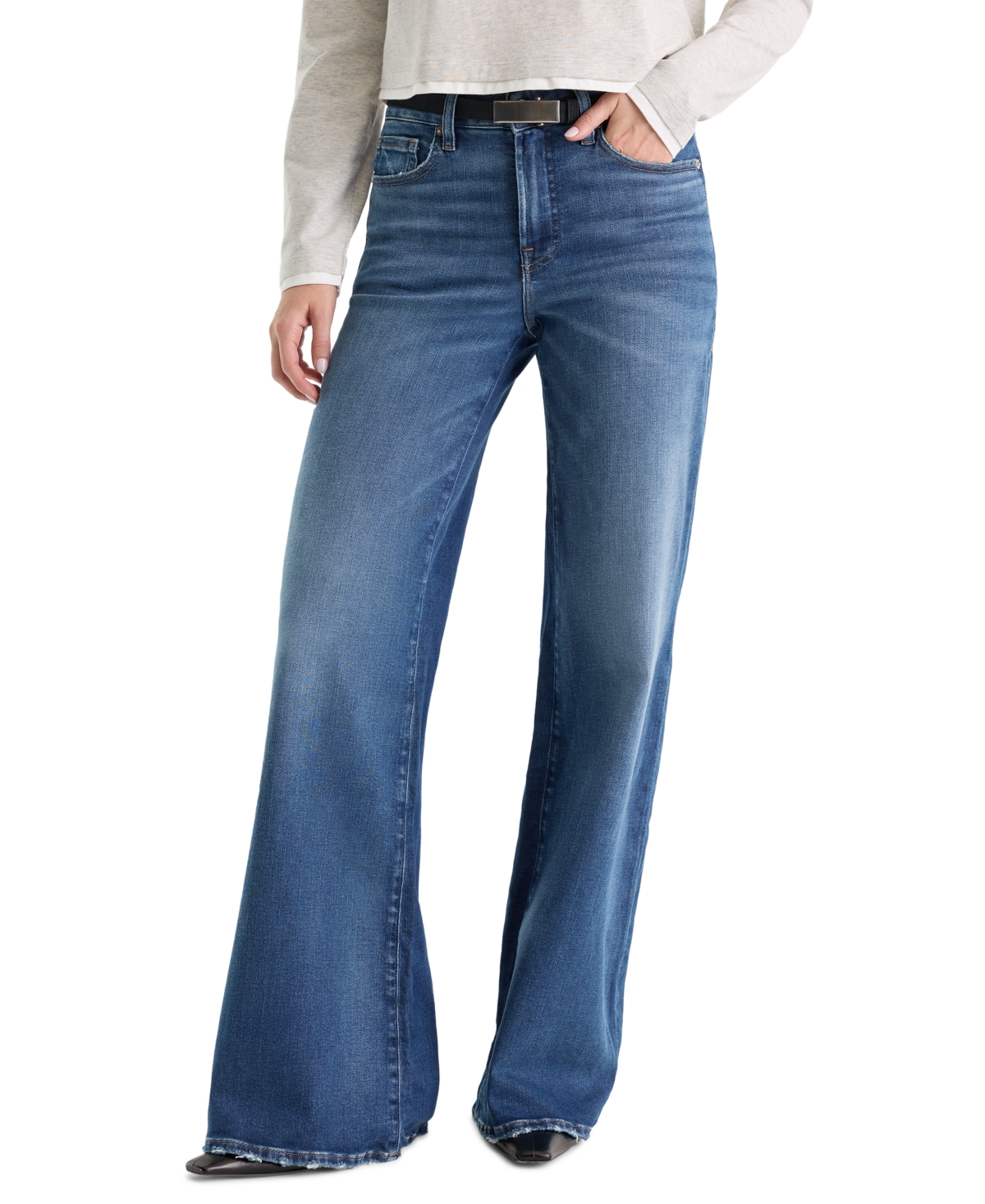 Click here for Good American Petite High-Rise Wide-Leg Ankle Jean... prices