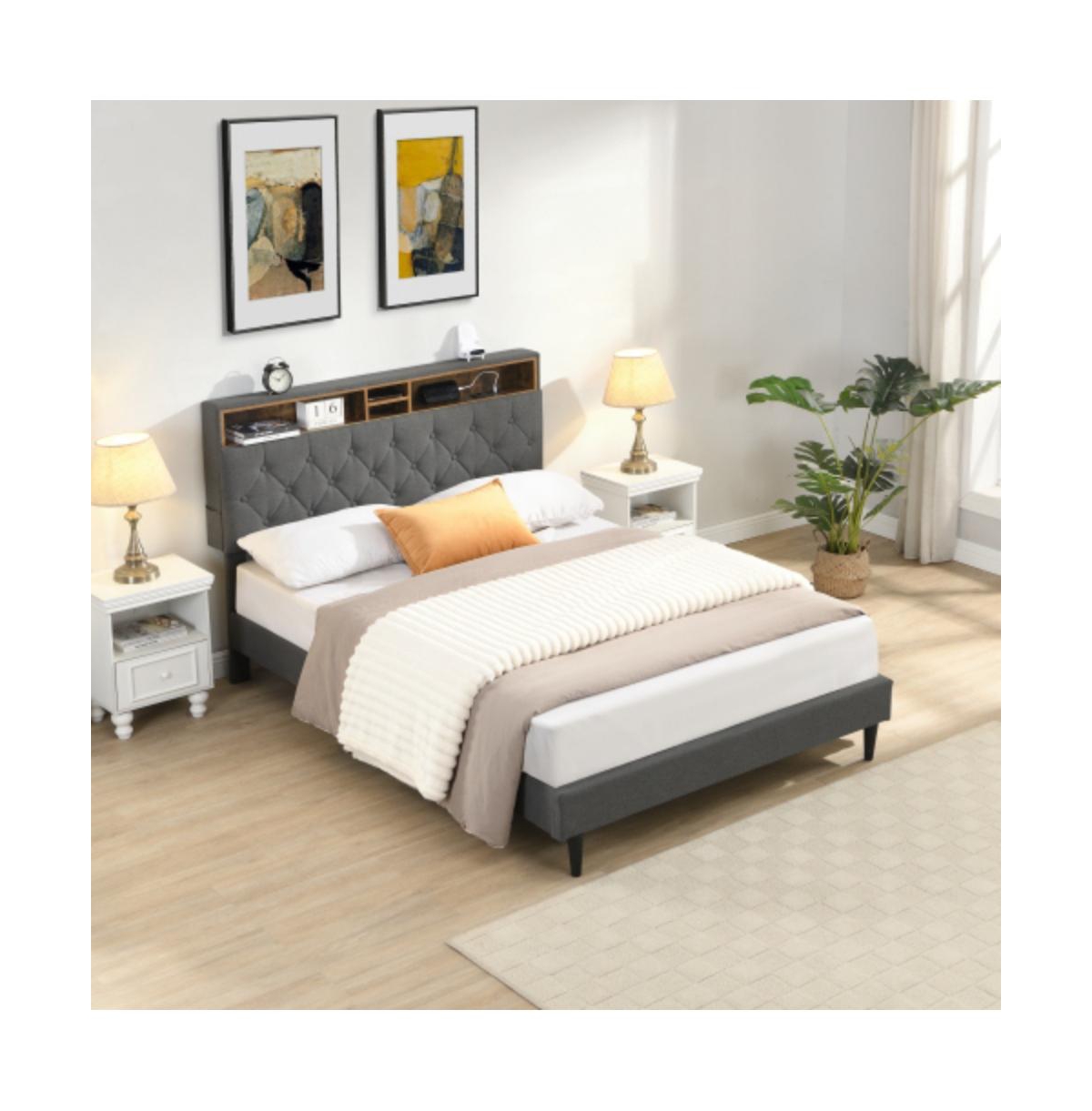 Click here for Lucky One Queen Size Platform Bed Frame with Usb O... prices
