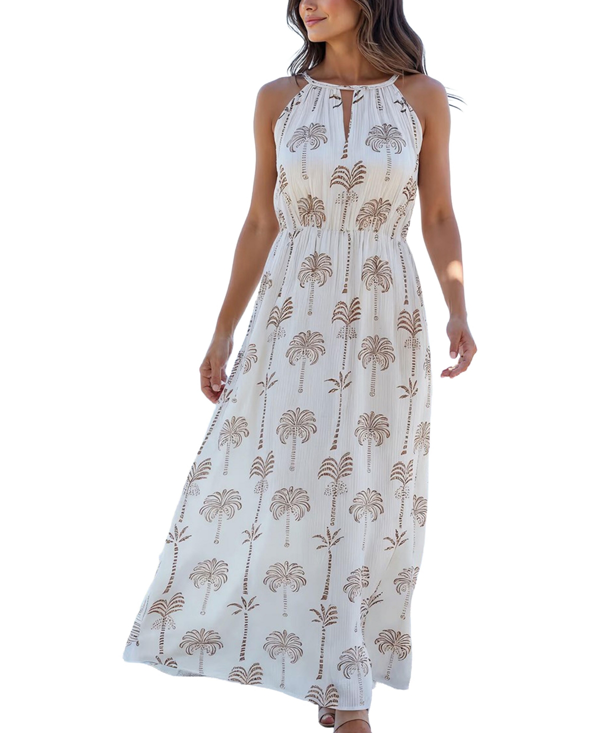 Click here for Lascana Womens Palm Print High Neck Maxi Dress - T... prices