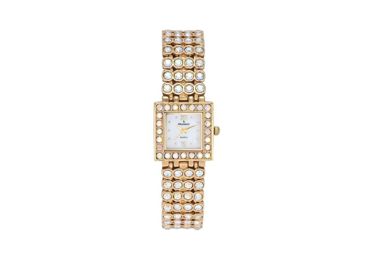 Click here for Peugeot Womens 14K Gold-Plated Jeweled Watch with... prices