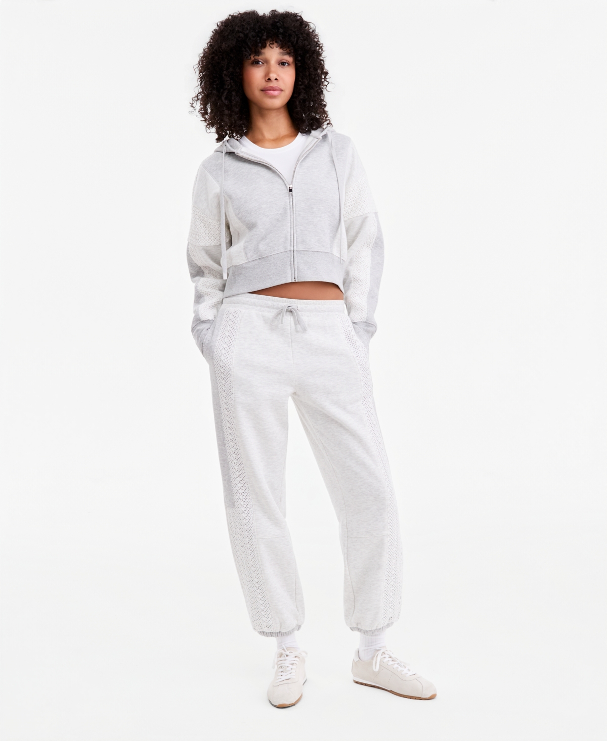 Click here for And Now This Womens Crochet High-Rise Fleece Jogge... prices