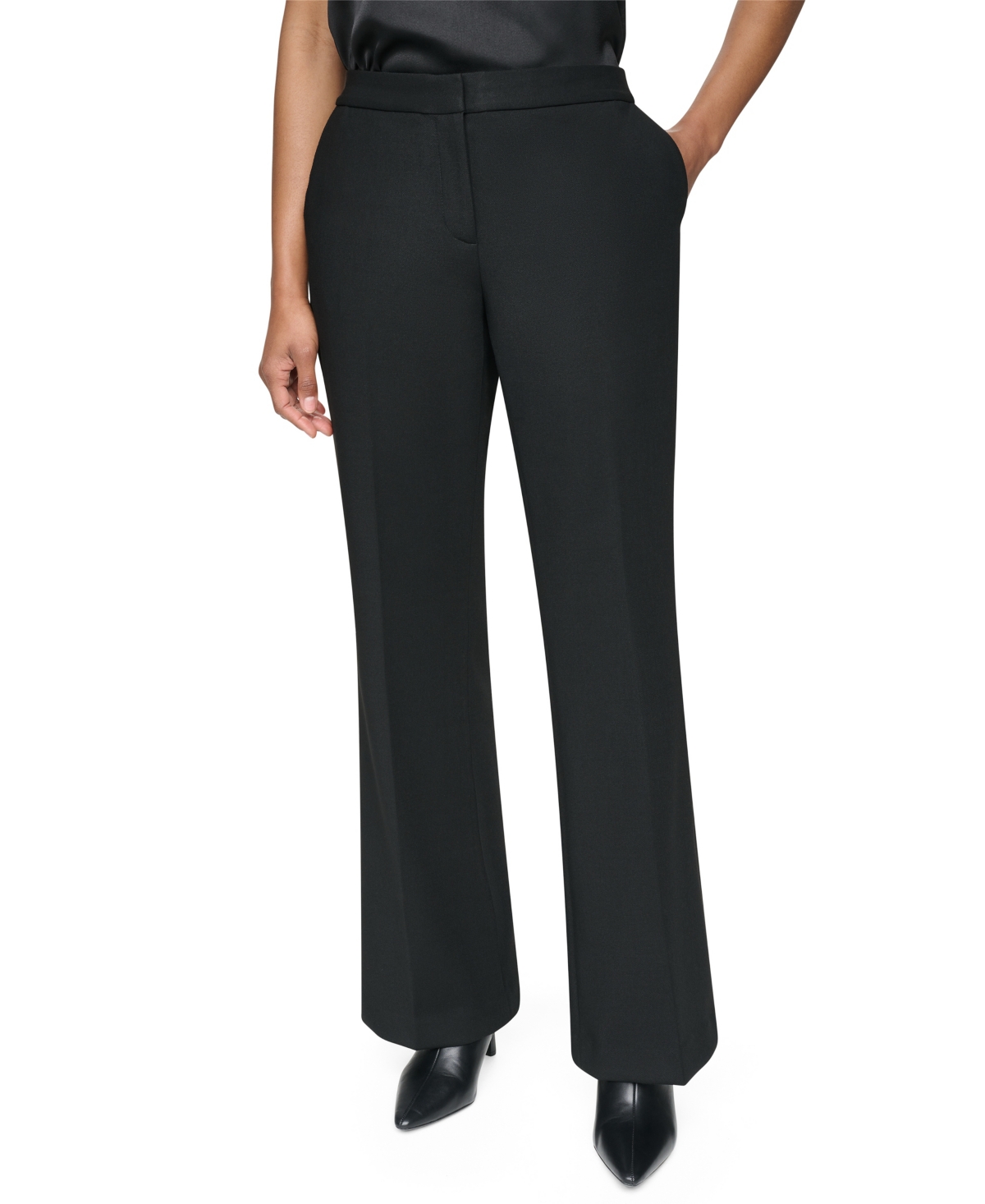 Click here for Dkny Womens Low-Rise Flare Trousers Pants - Black prices