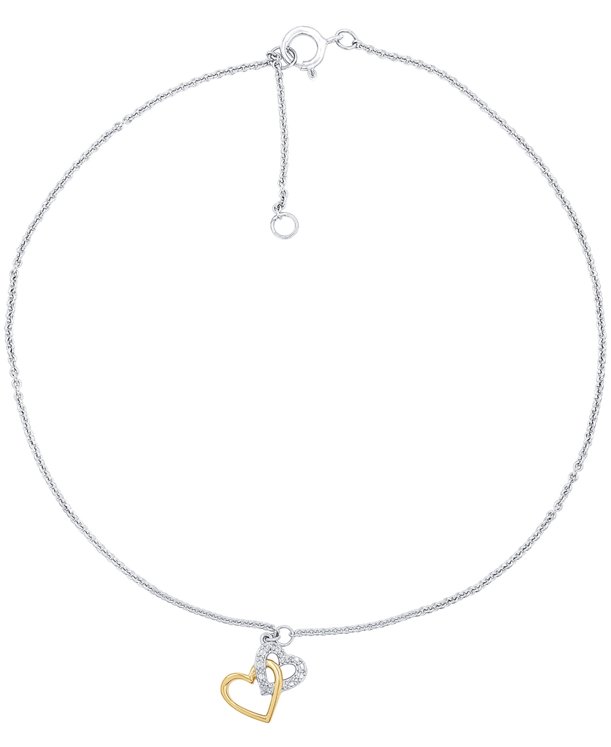 Click here for Diamond Accent Double Heart Ankle Bracelet in Ster... prices