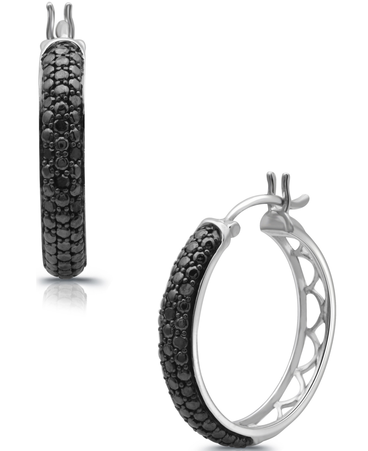 Click here for Black Diamond Hoop Earrings (1/6 ct. t.w.) in Ster... prices
