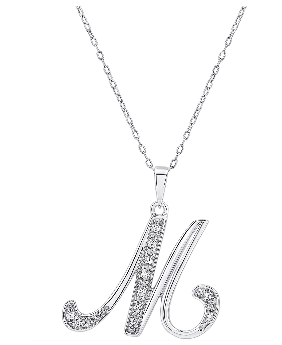 Click here for Diamond M Initial 18 Pendant Necklace (1/10 ct. t.... prices