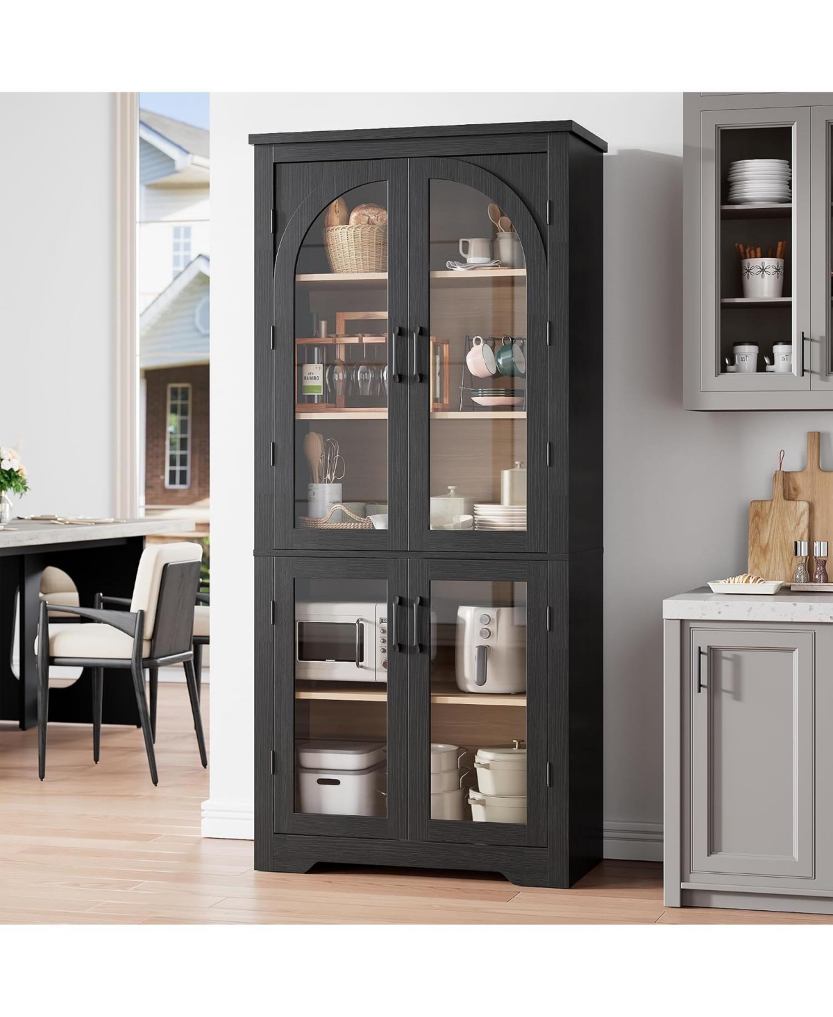 Click here for 70 Tall Arch Glass Pantry Cabinet  4-Door Display... prices