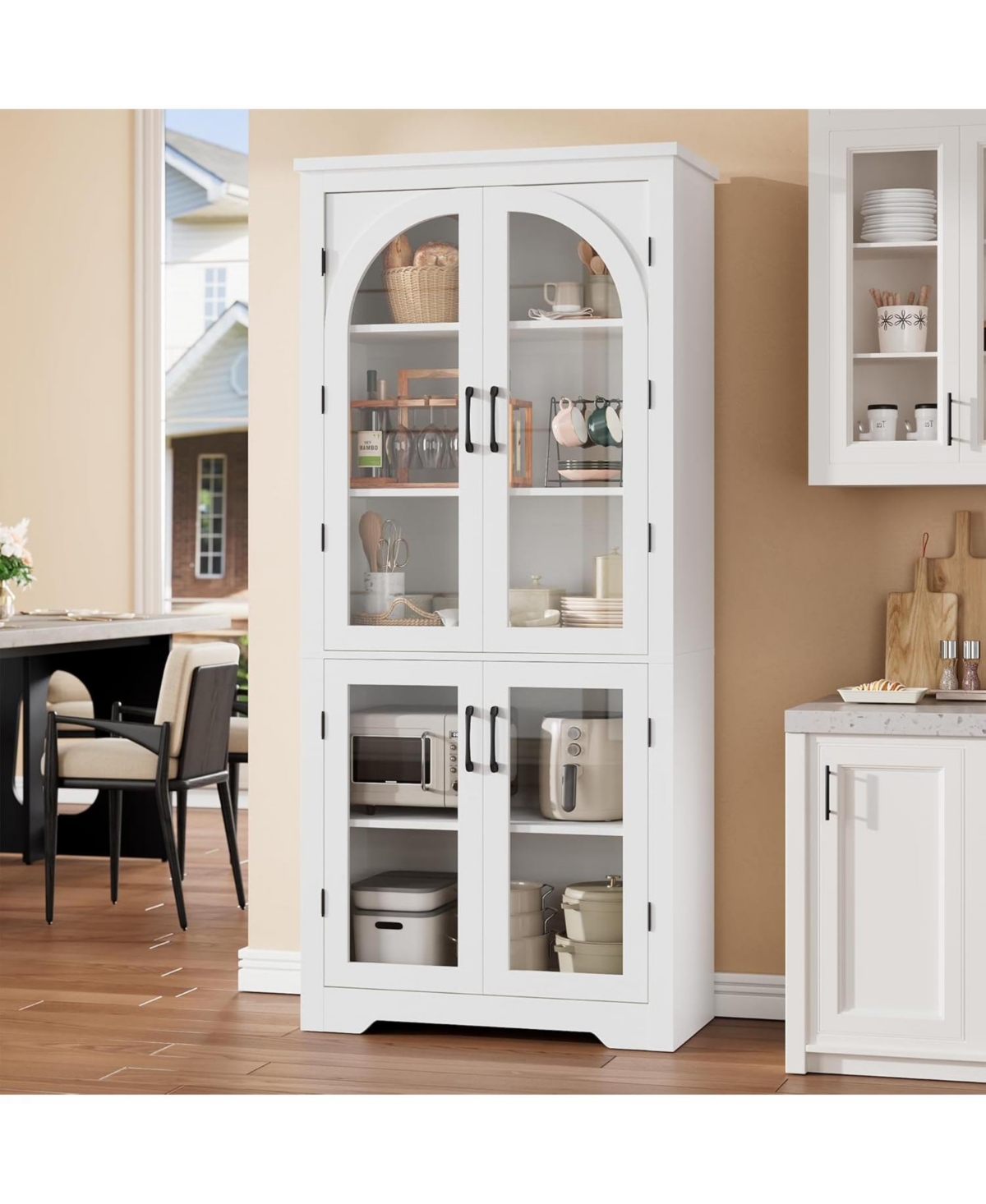 Click here for 70 Tall Arch Glass Pantry Cabinet  4-Door Display... prices