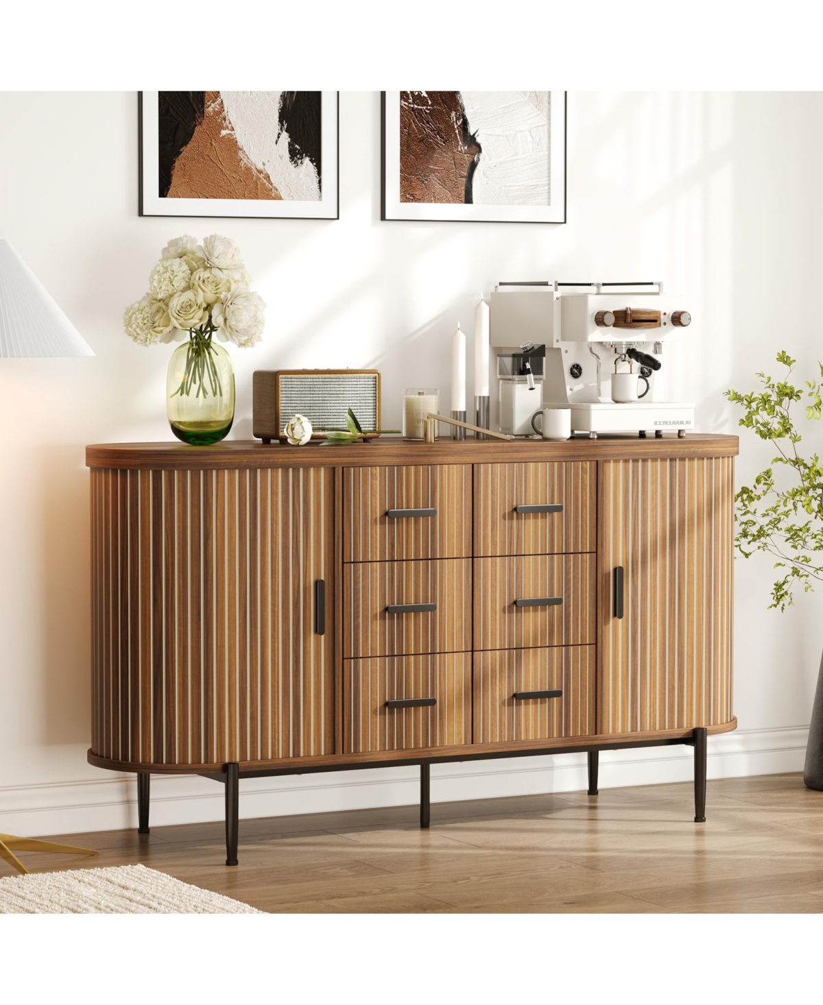 Click here for homfan 59 Inch Modern Fluted Sideboard Dresser  Bu... prices