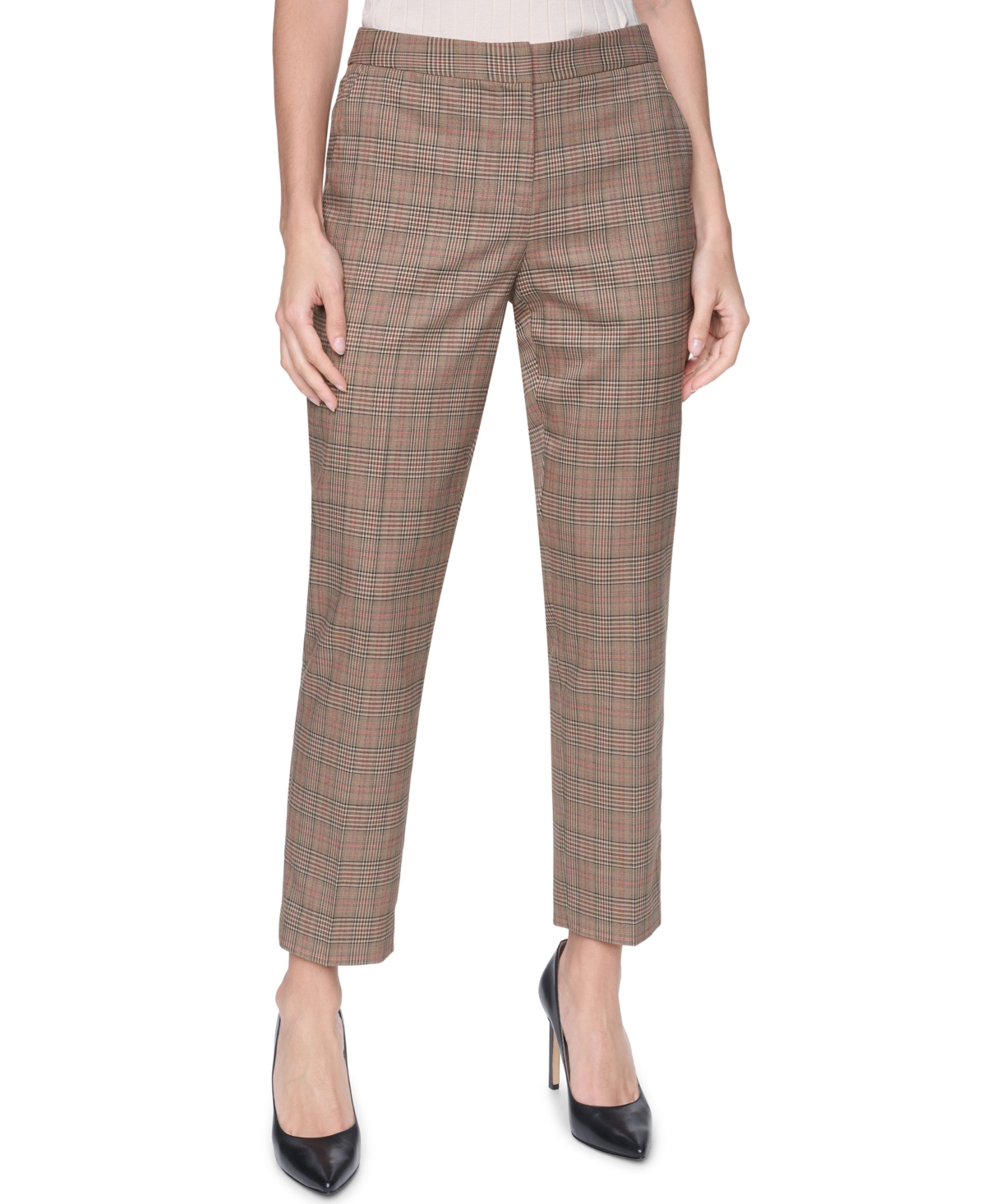 Click here for Tommy Hilfiger Womens Plaid Mid-Rise Ankle Pants -... prices