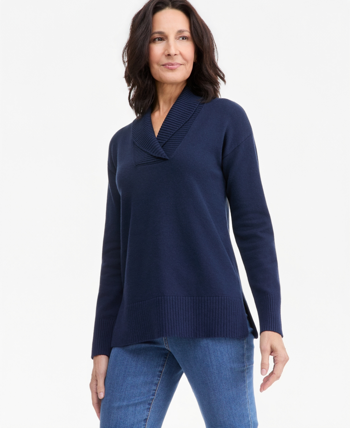 Click here for Style & Co Womens Shawl Collar Cotton-Blend Sweate... prices