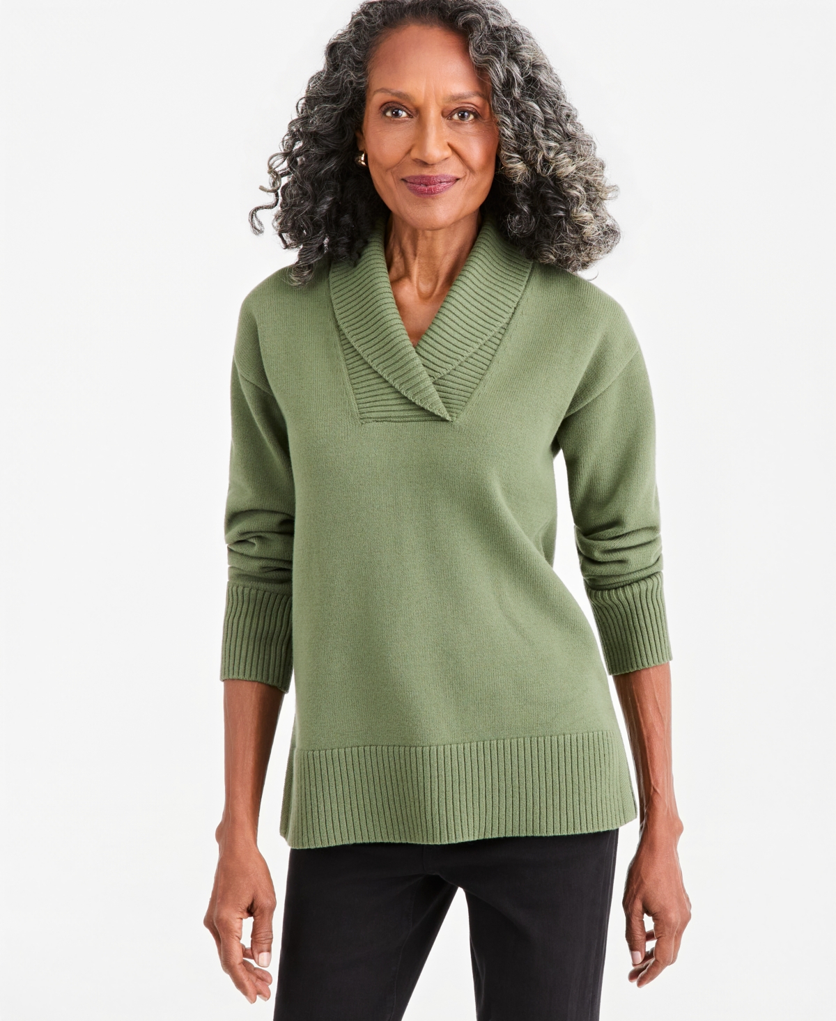 Click here for Style & Co Womens Shawl Collar Cotton-Blend Sweate... prices