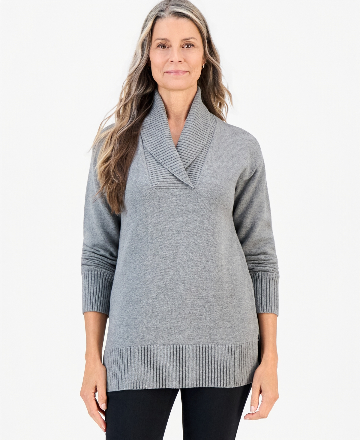 Click here for Style & Co Womens Shawl Collar Cotton-Blend Sweate... prices