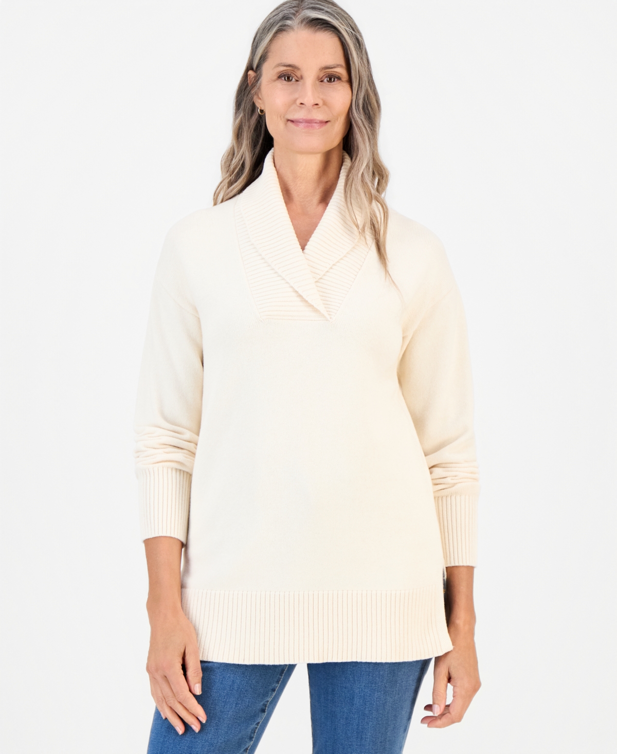 Click here for Style & Co Womens Shawl Collar Cotton-Blend Sweate... prices