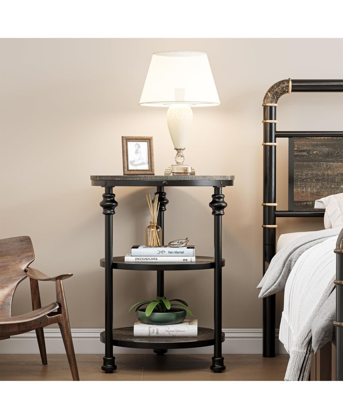Click here for homfan 3-Tier Round Accent Table â Industrial St... prices