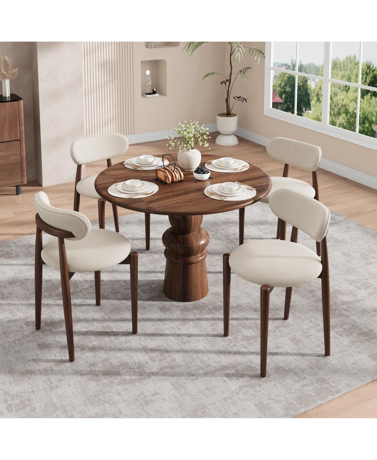 Click here for homfan Wooden Dining Chairs Set of 4  Modern Fabri... prices