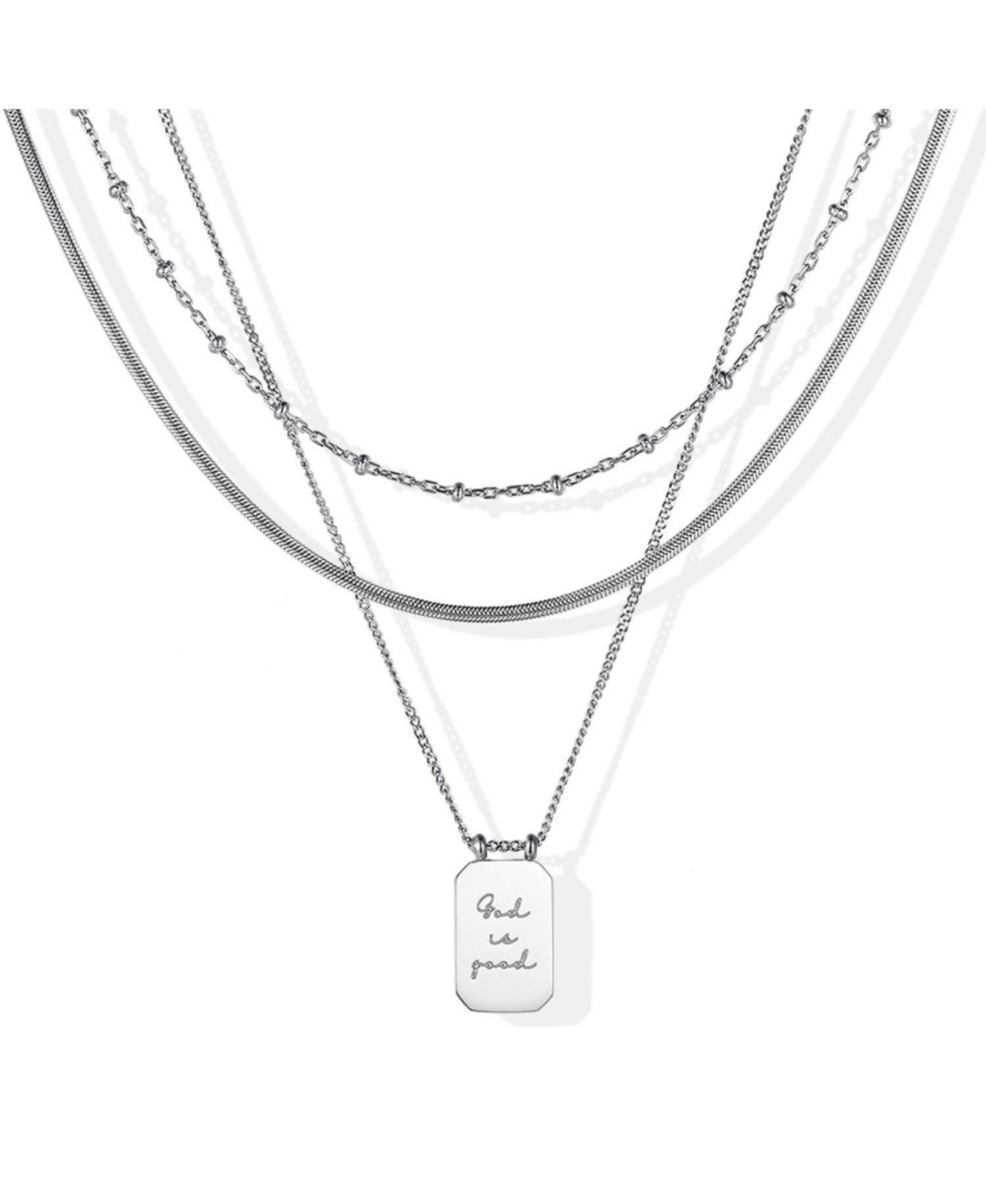 Click here for Mantra Womens God Is Good Layered Necklace - Silve... prices