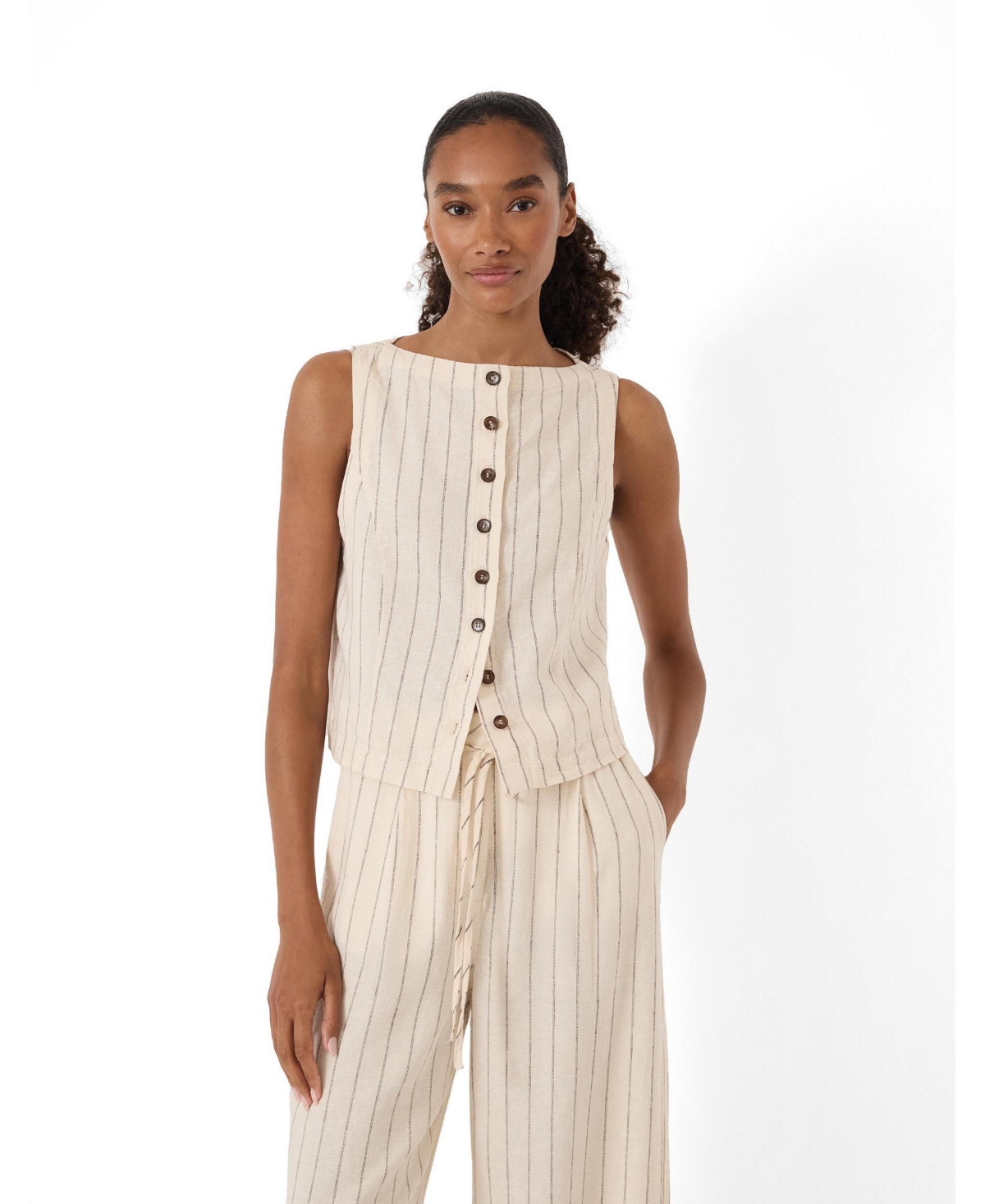 Click here for Hush Womens Nara Sleeveless Button-Front Top - Bei... prices