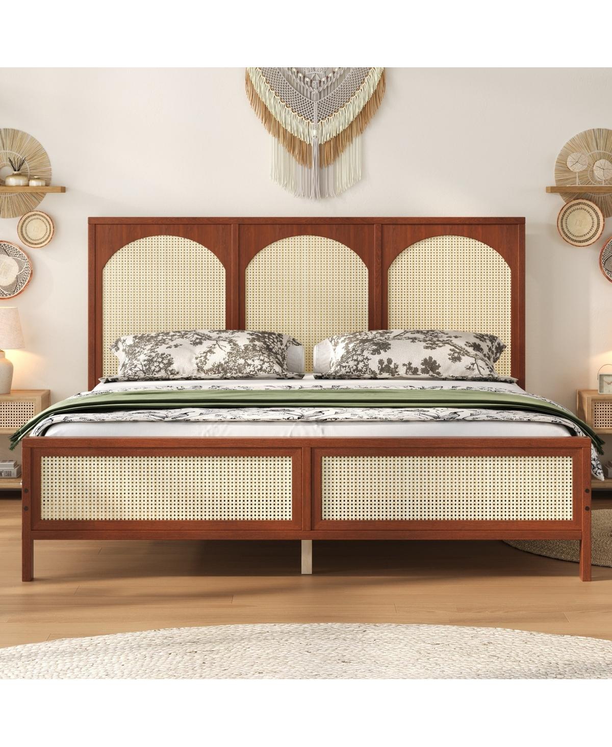 Click here for Streamdale Furniture Wood Platform Bed with Rattan... prices