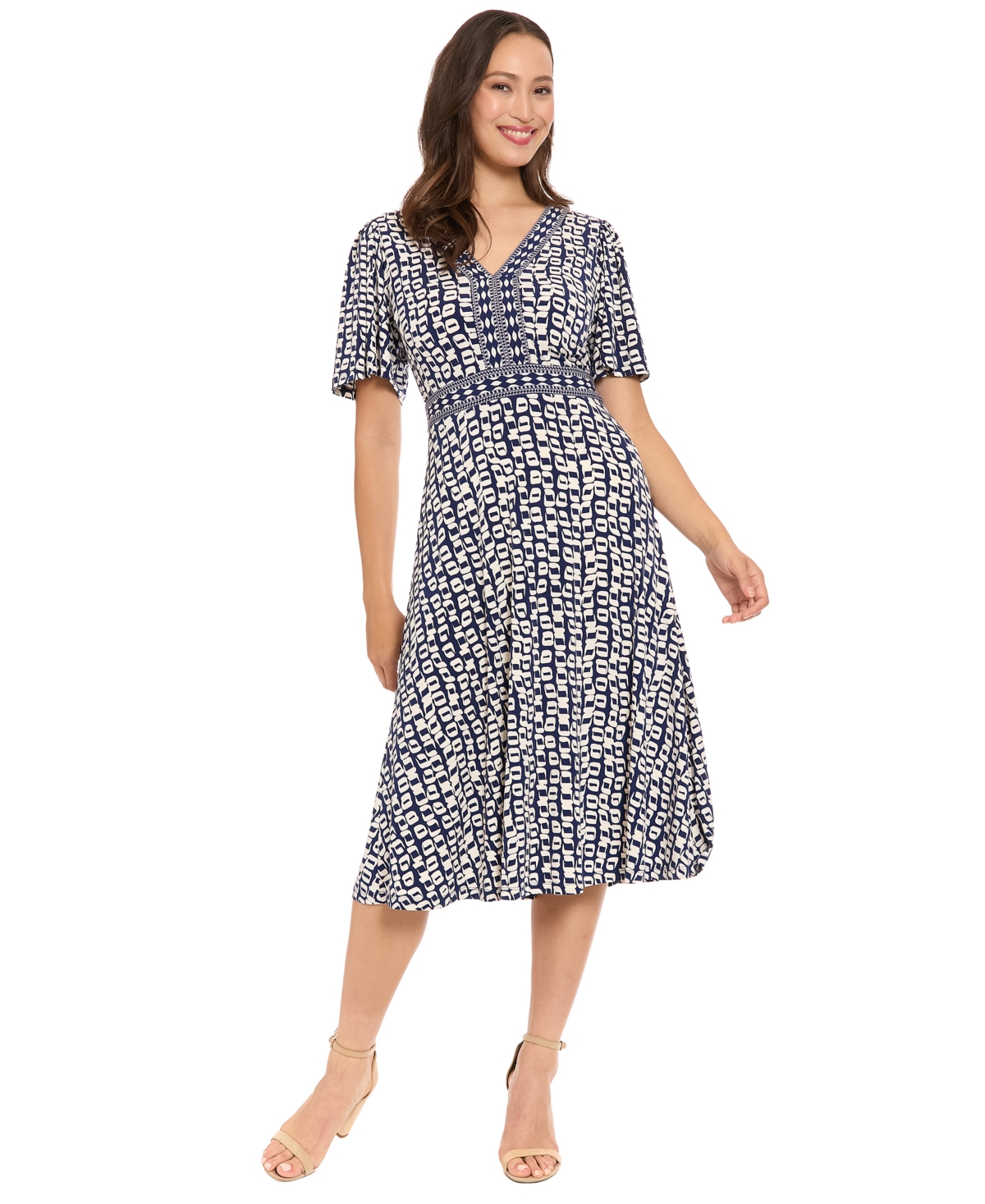 Click here for London Times Petite V-Neck Fit & Flare Midi Dress... prices