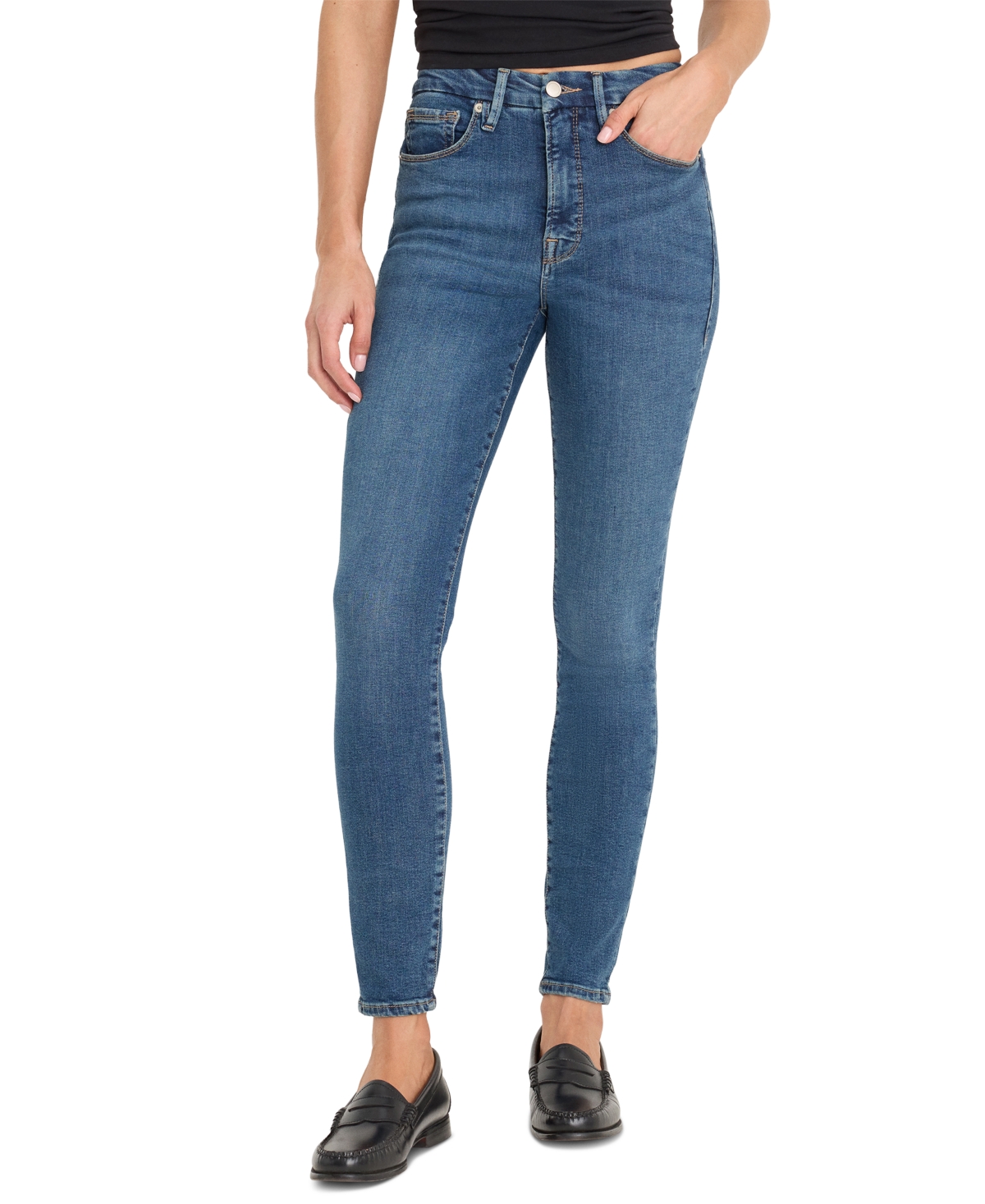 Click here for Good American Womens Good Legs Skinny Mid Rise Jea... prices