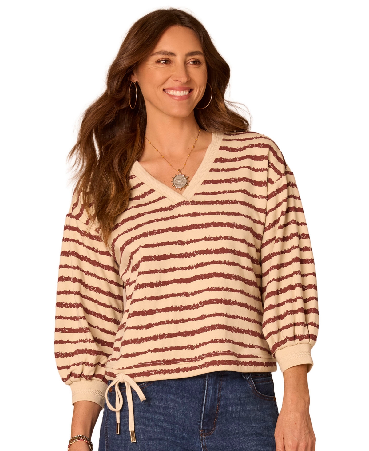 Click here for Democracy Petite Blouson-Sleeve V-Neck Knit Top -... prices