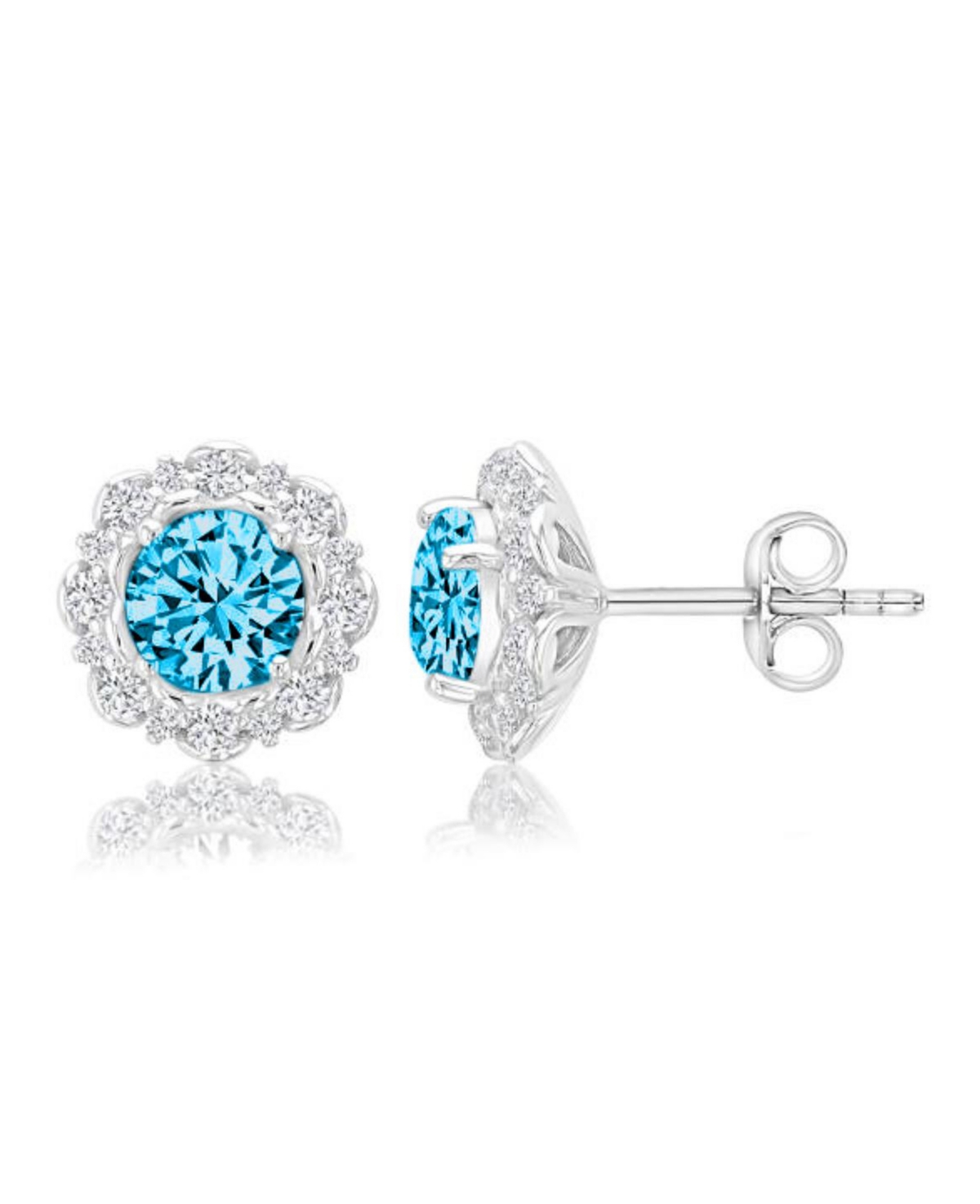 Click here for Macys Blue Stone Halo Stud Earrings - Silver prices