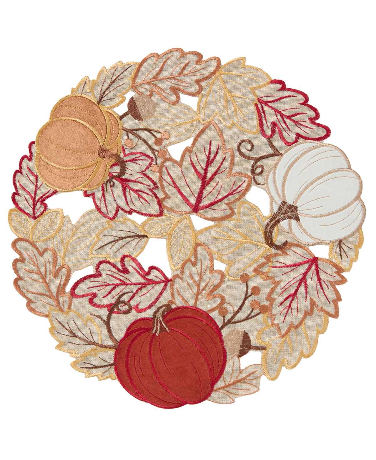 Click here for Elrene Pumpkin Picking Round Placemat  15 - Rust prices